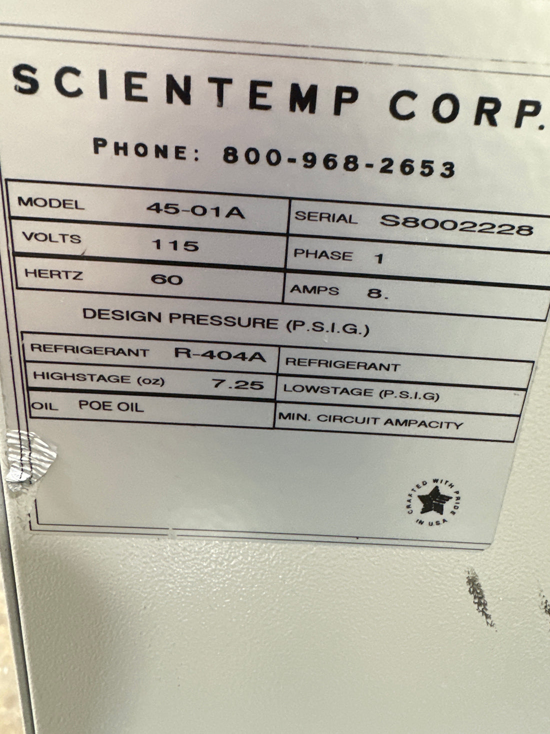 ScienTemp 45-01A Ultra Low Temp Benchtop Lab Freezer -45C 115VAC - Fai ...