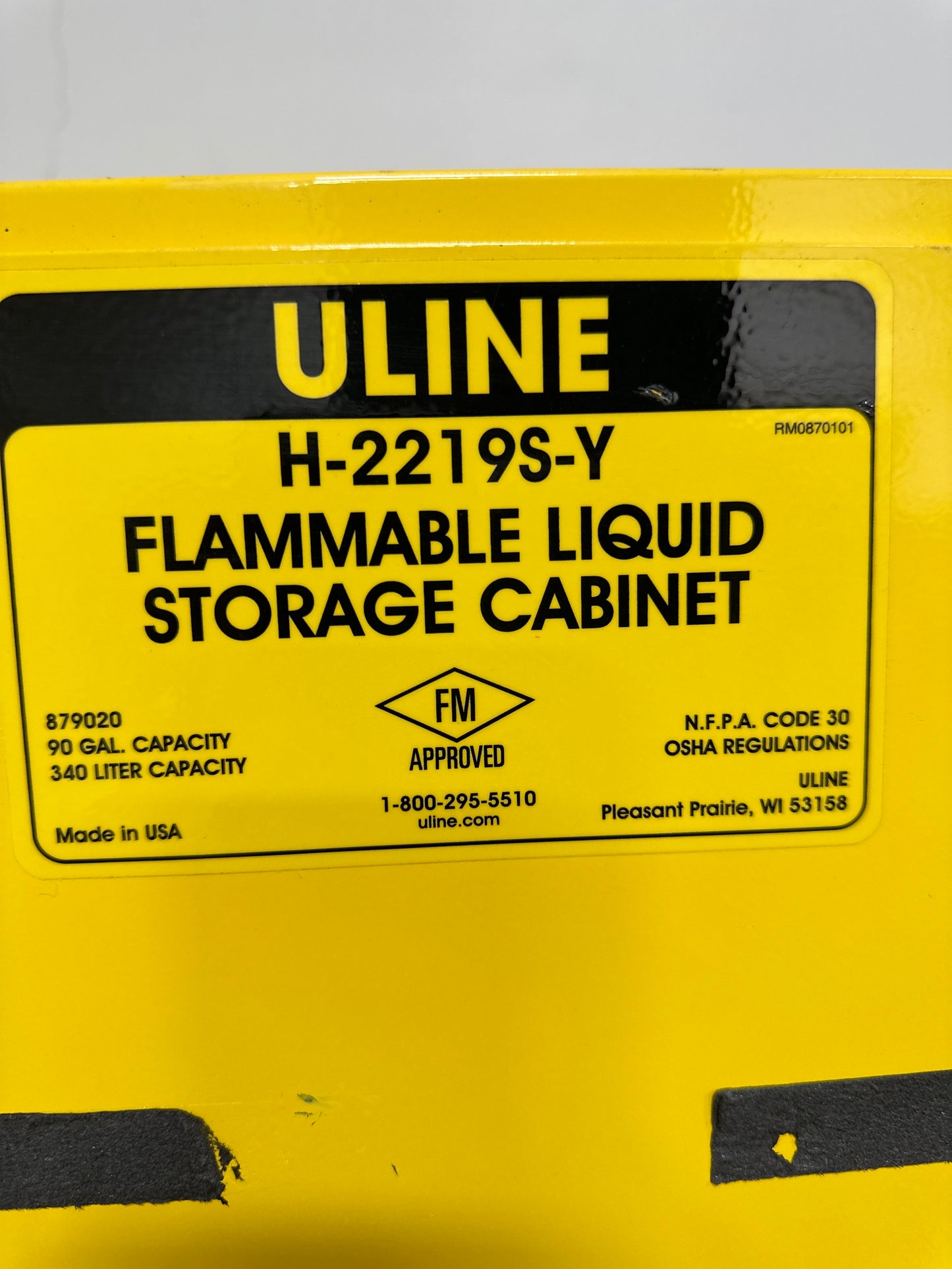Uline H-2219S-Y Flammable Liquid Storage Cabinet 90 Gallon 340 Liter C ...