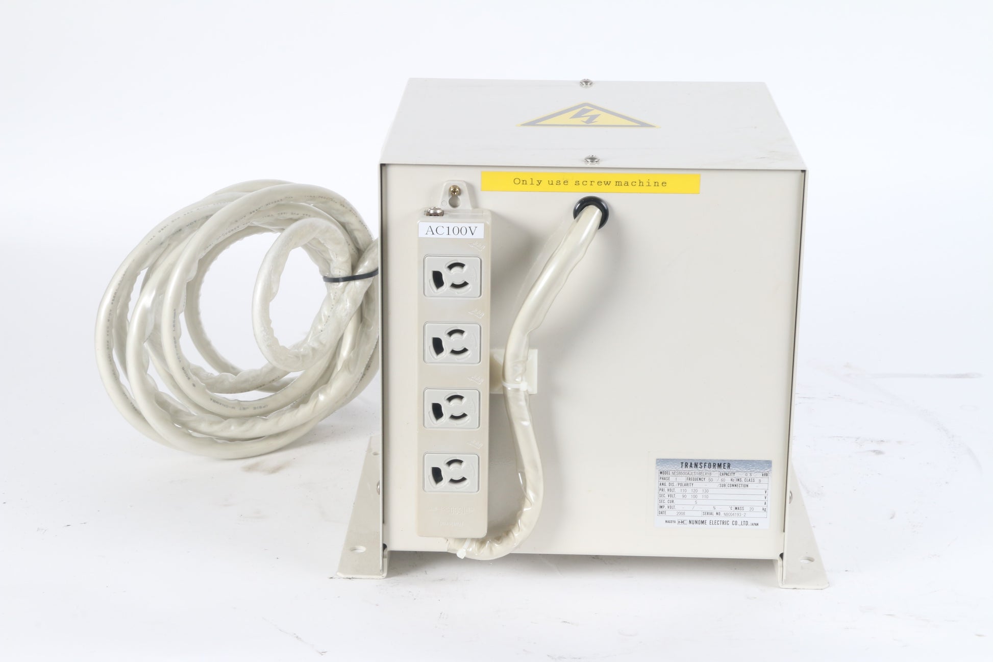 Nunome Electric Co. NESB500AULS18ELX1B Single Phase 0.5kVA Transformer ...