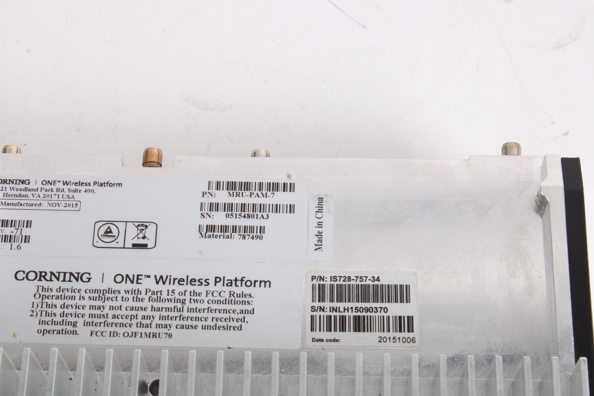 Corning One Wireless Platform LTE MRU-PAM-7 IS728-757-34 – NTC Tech