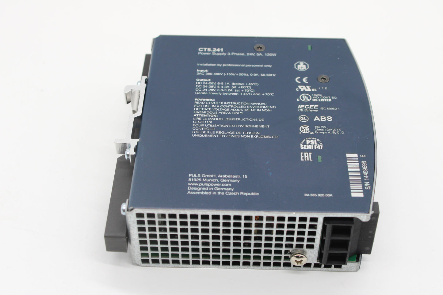 PULS CT5.241 Power Supply 3 phase 24V 5A 120W Din Rail – NTC Tech