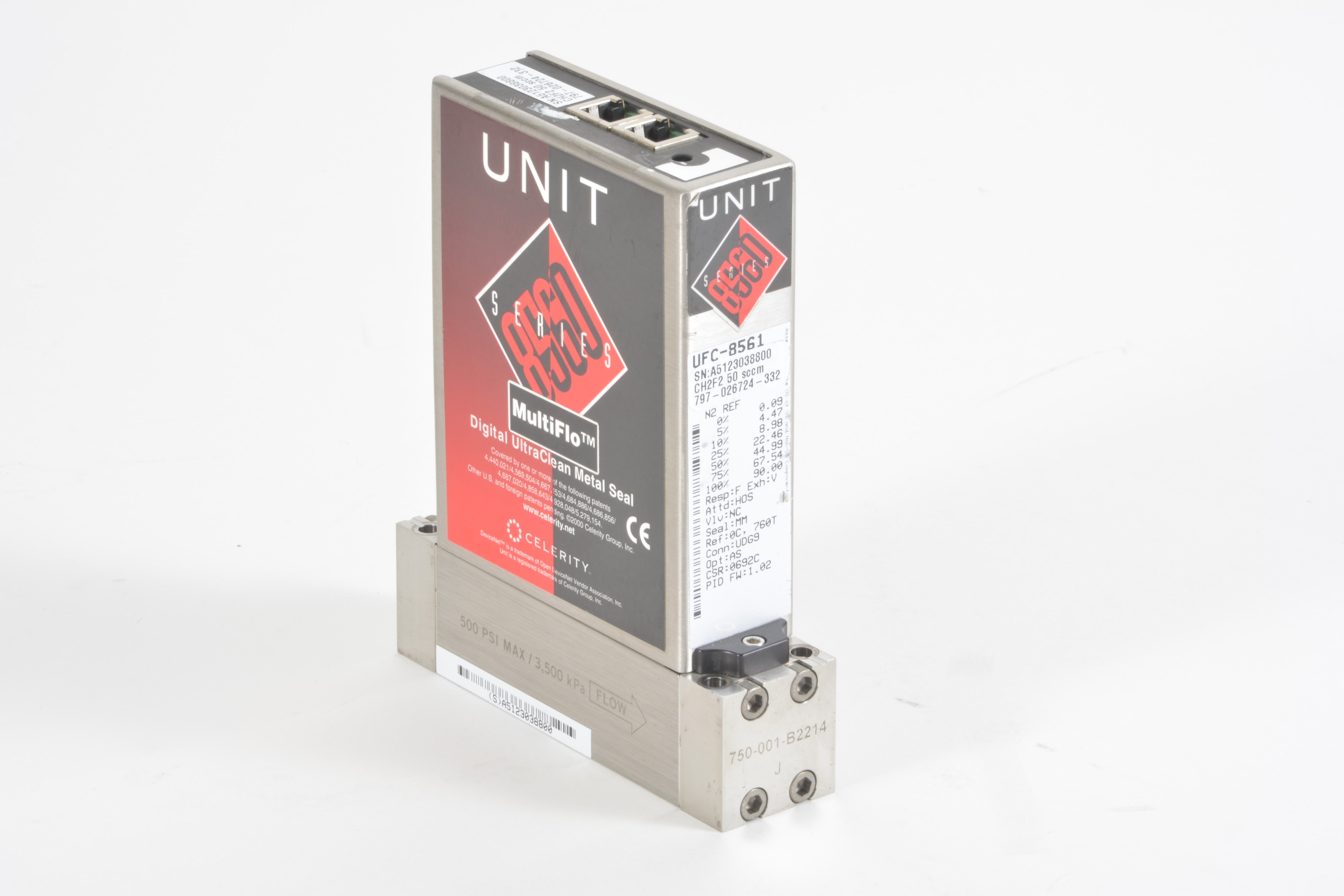 Celerity Unit MultiFlo UFC-8561 CH2F2 50sccm Digital Mass Flow Control ...