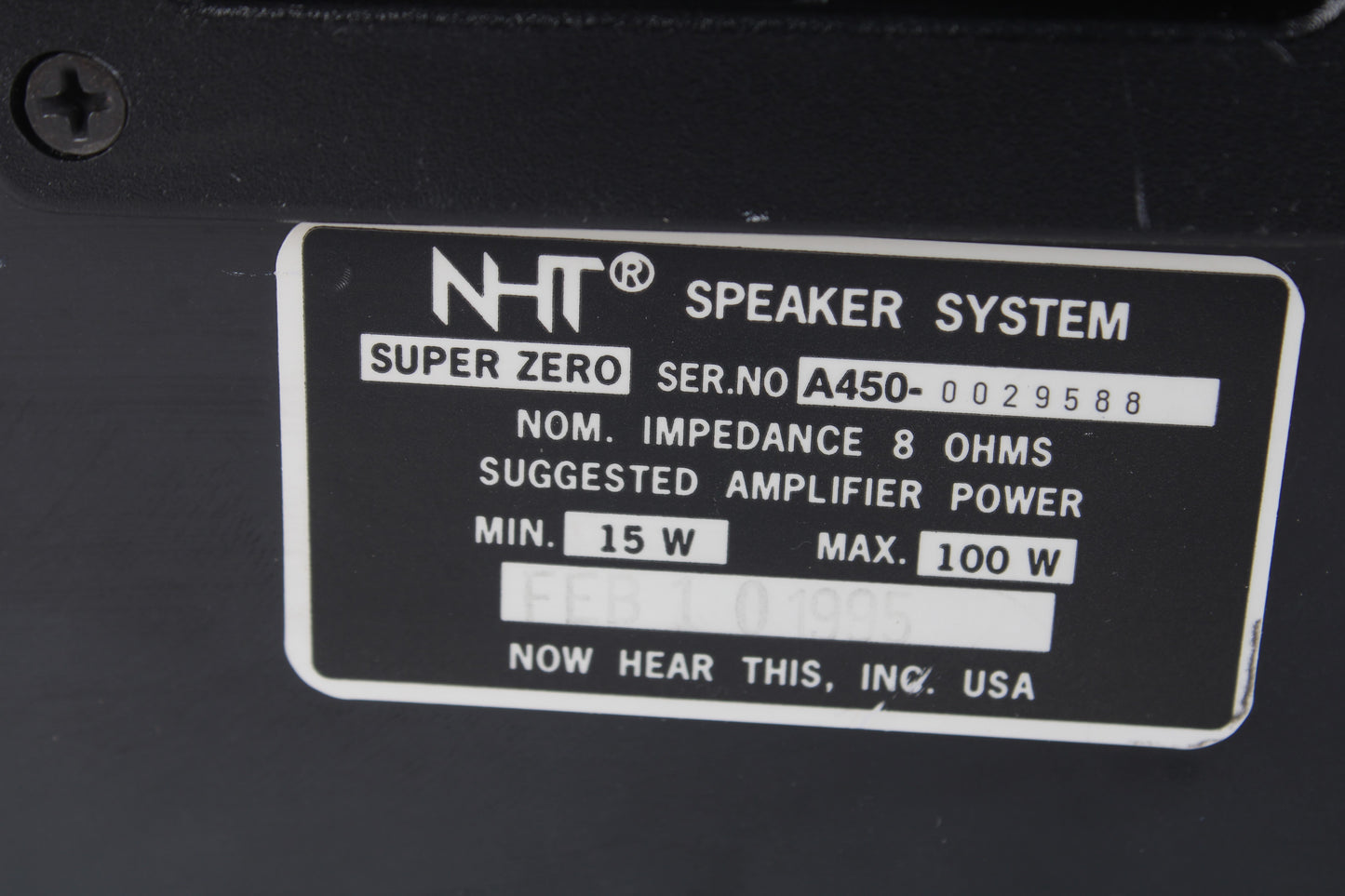 NHT Super Zero Speaker 8 Ohms 100W - Single Speaker – NTC Tech