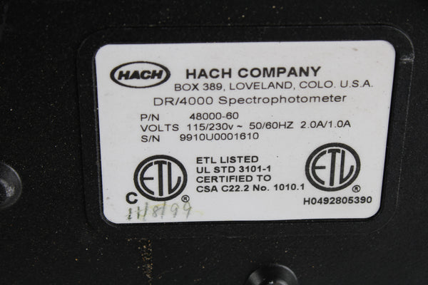 Hach DR/4000U Spectrophotometer - AS IS – NTC Tech