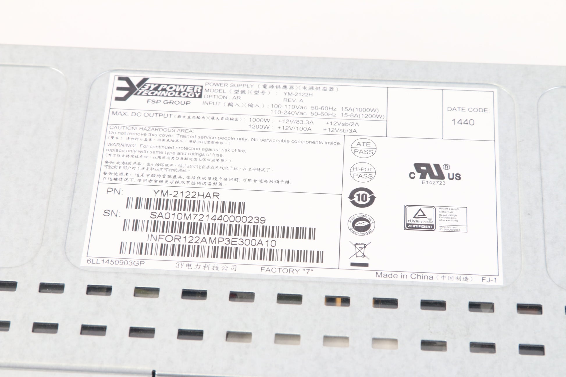 3Y Power YM-2122H Server - Power Supply 1200W – NTC Tech