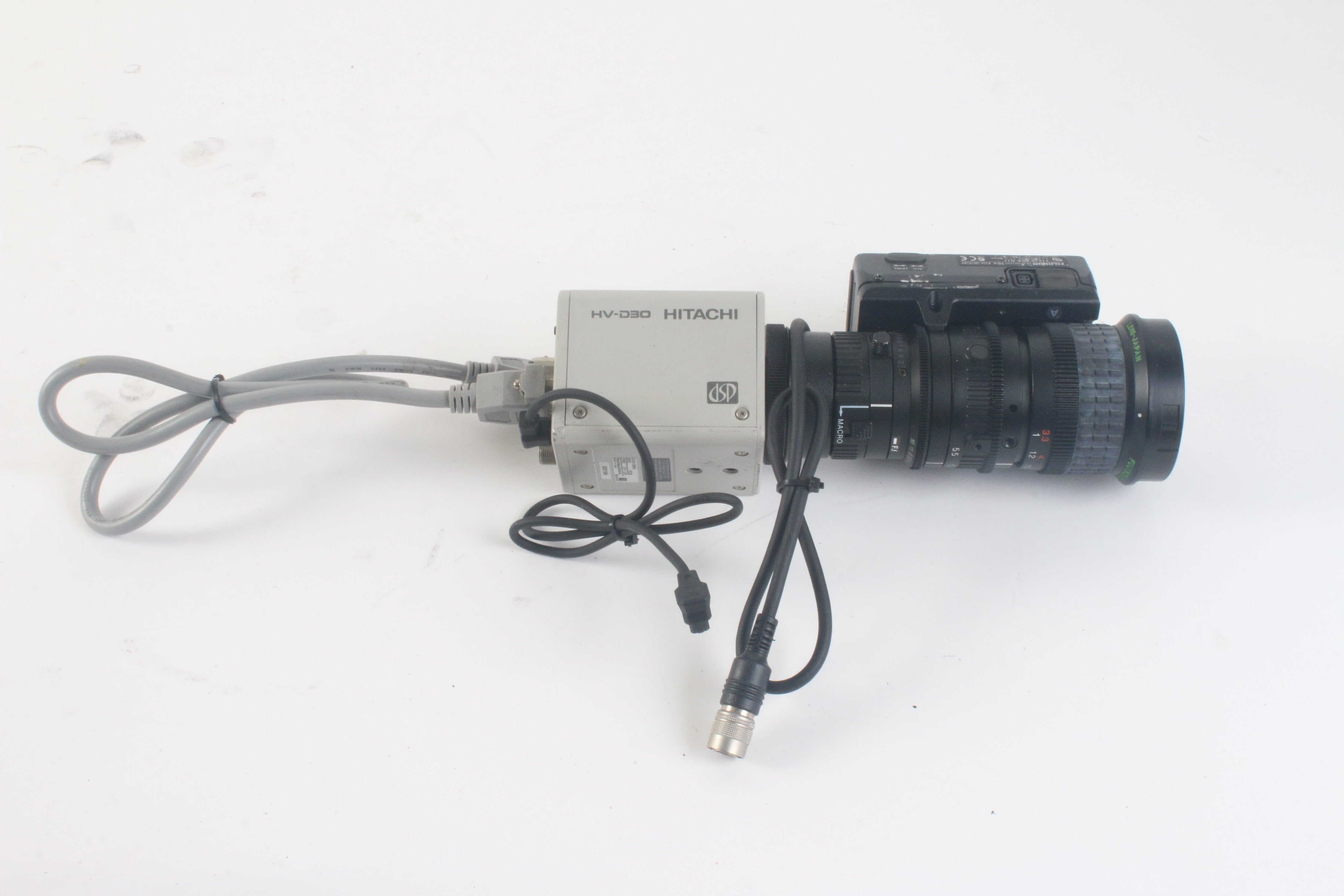 Hitachi HV-D30 Color Camera W/ Fujinon TV-ZOOM Lens C-mount and Connec ...
