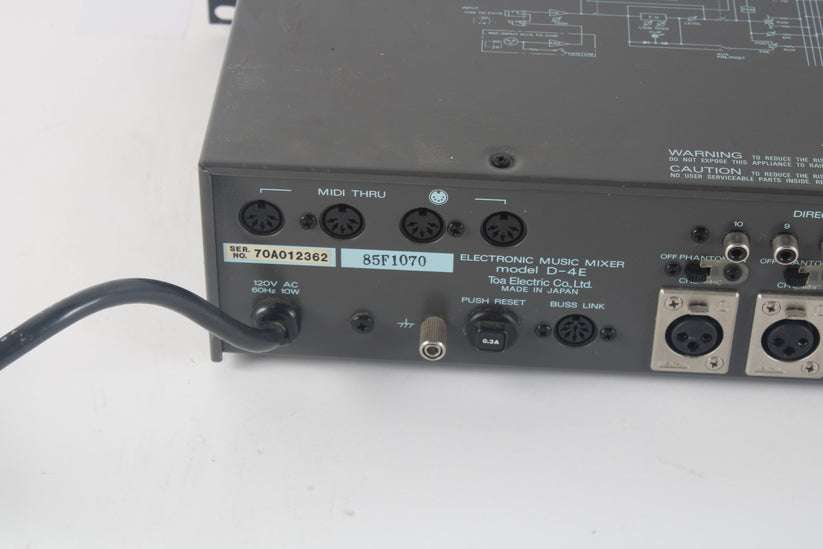 TOA D-4E Electronic Music Mixer Preamplifier Equalizer - AS IS – NTC Tech