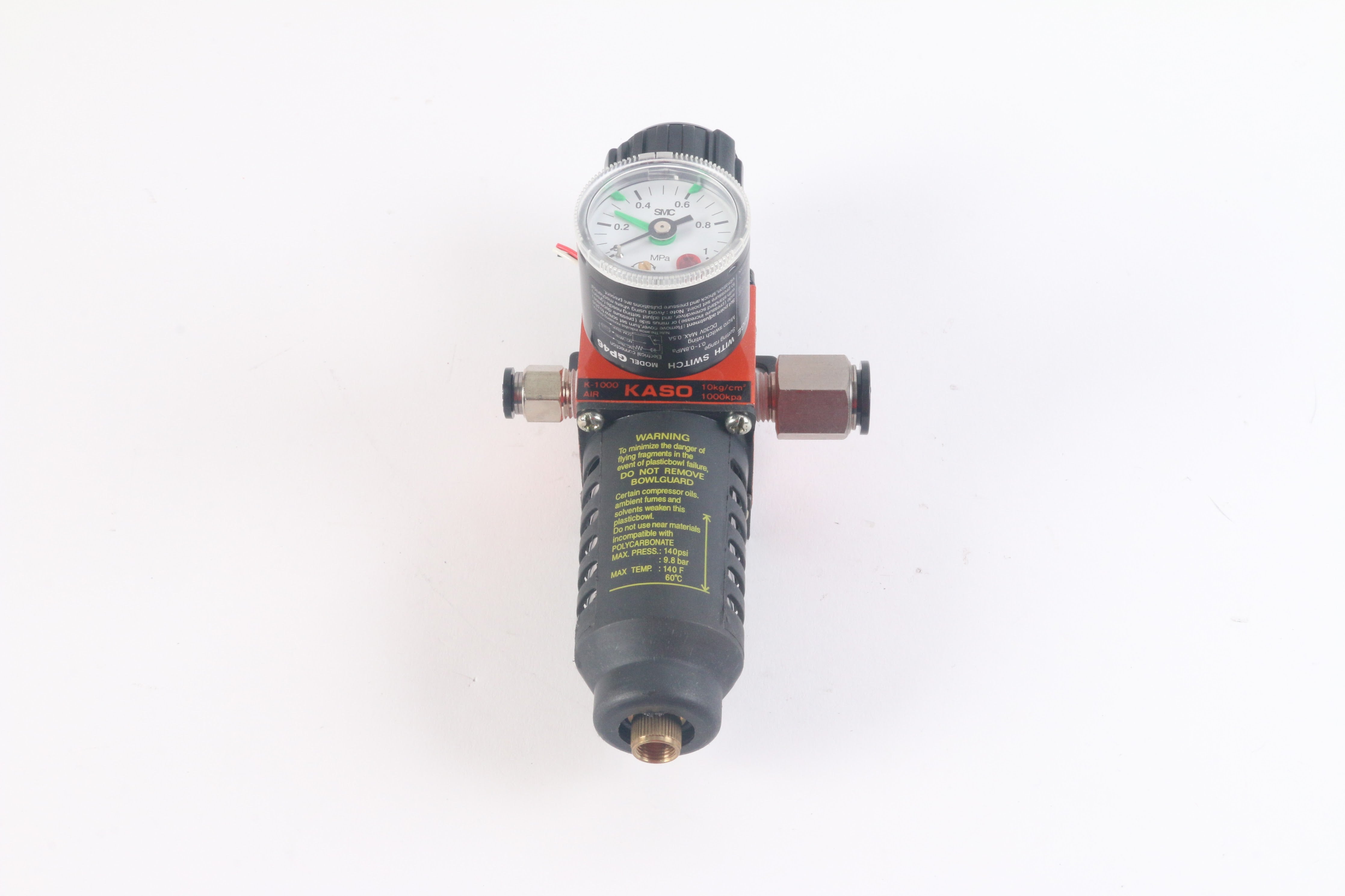 KASO K-1000 Filter Regulator W/ SMC GP46 Pressure Gauge with Switch ...