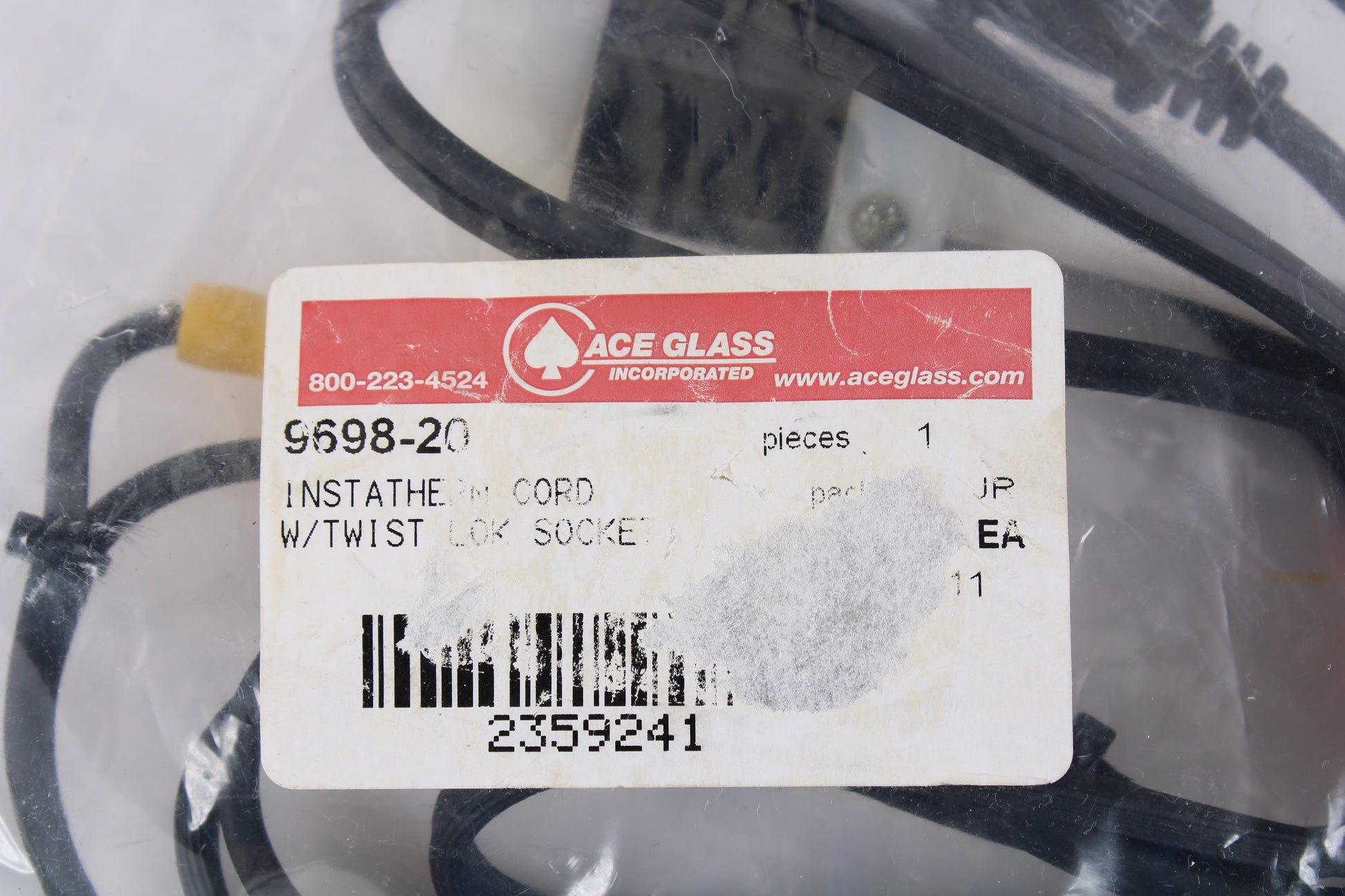 Ace Glass 9698-20 Instatherm Cord W/ Twist Lok Socket 6 Ft. - NEW – NTC ...