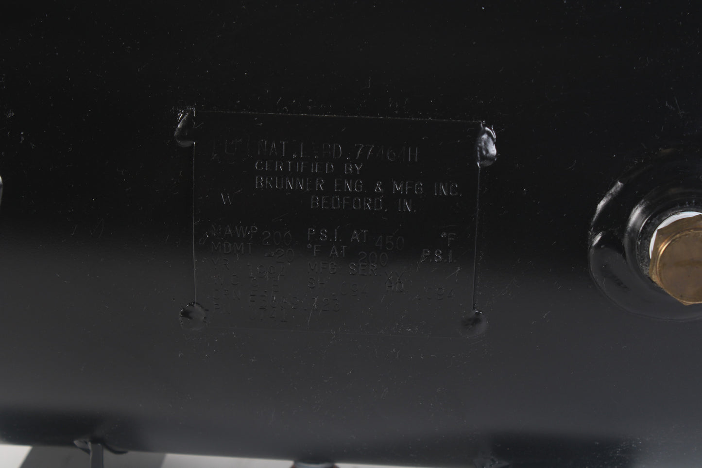 Brunner 0741 Pressure Vessel Universal Horizontal Air Compressor Recei ...