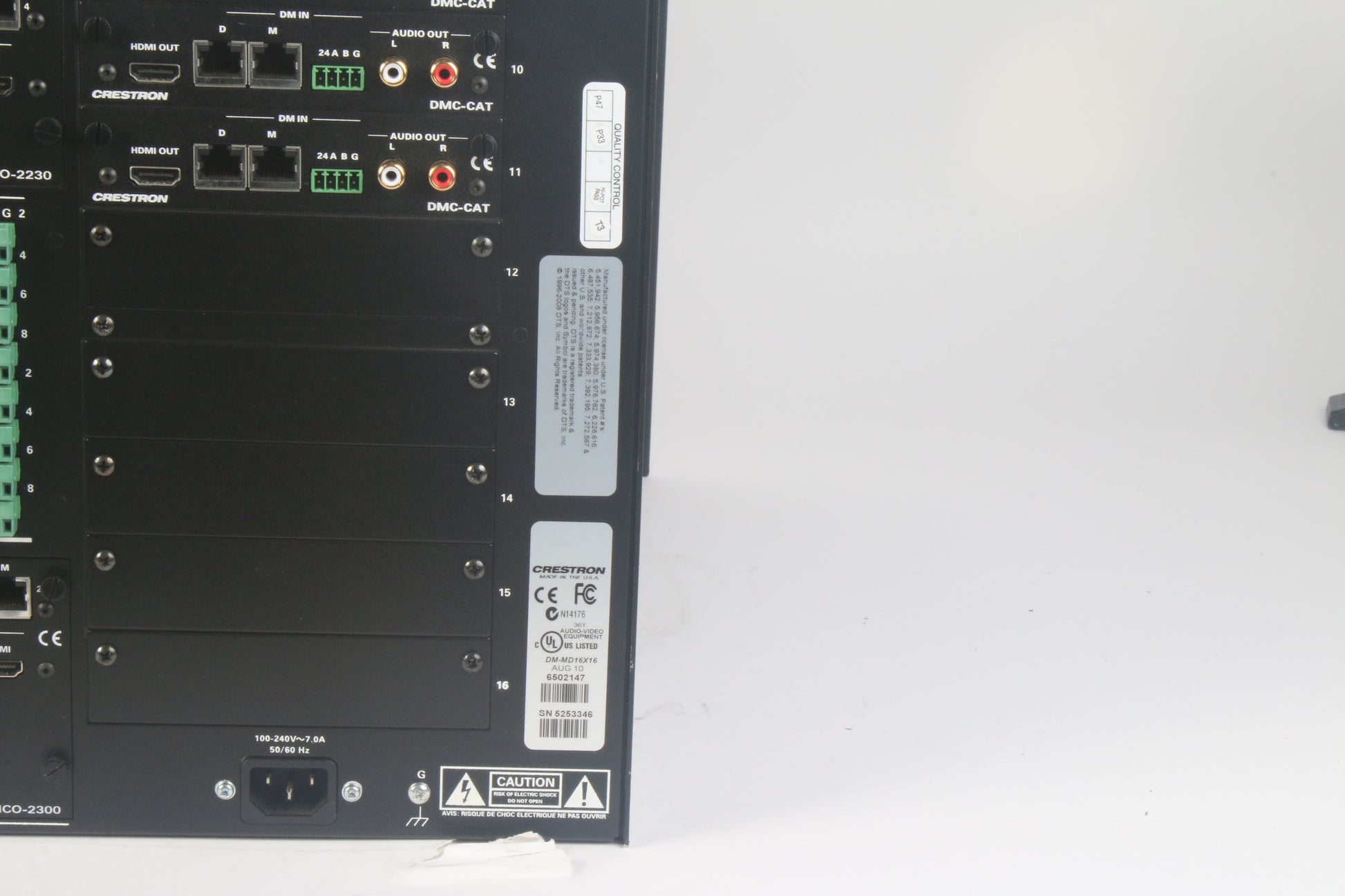 Crestron DM-MD16X16 Digital Video Switcher W/ 11 DMC-CAT 1 DMCO-2230 1 ...