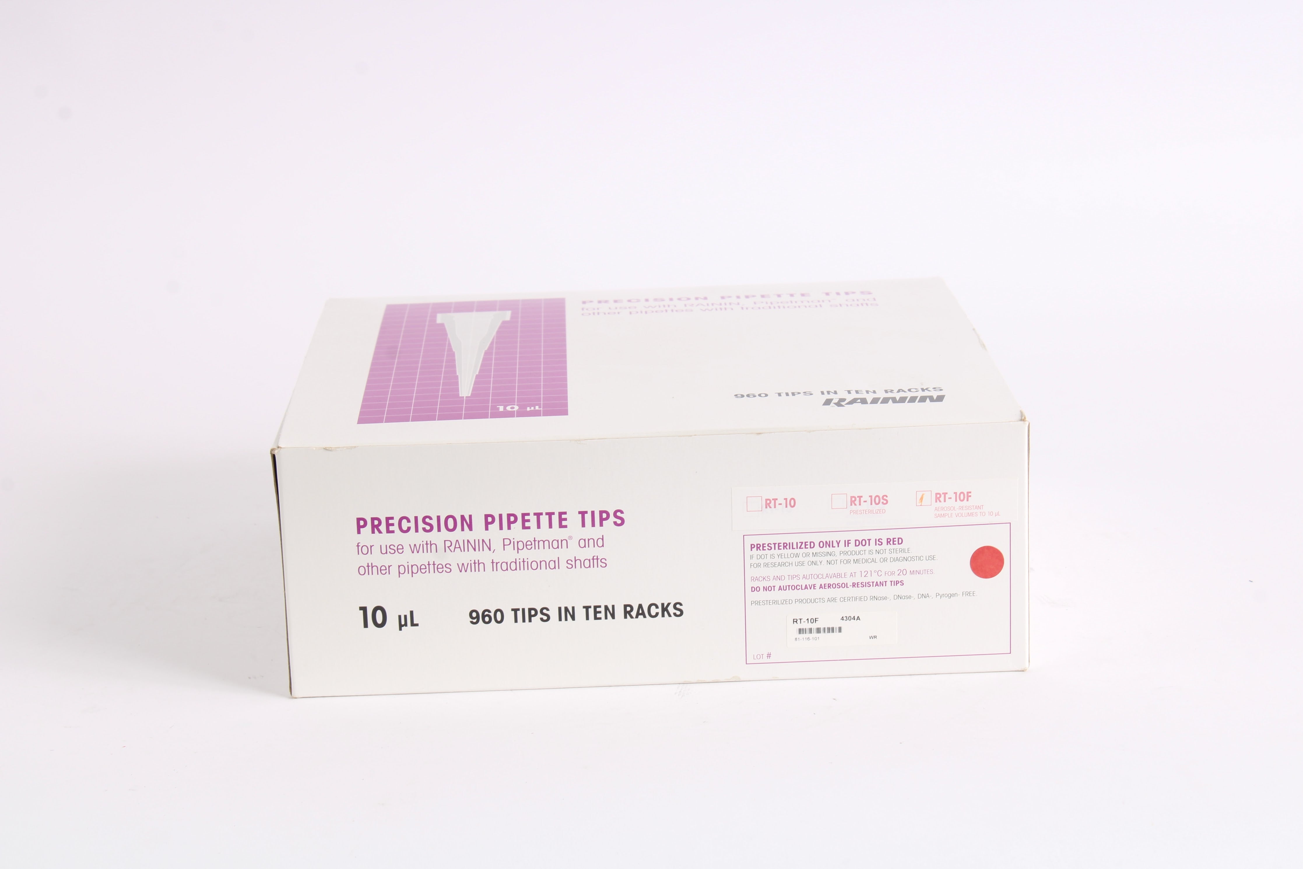 Rainin RT-10F 10ul Precision Pipette Tips 960 Tips in 10 Racks - NEW ...