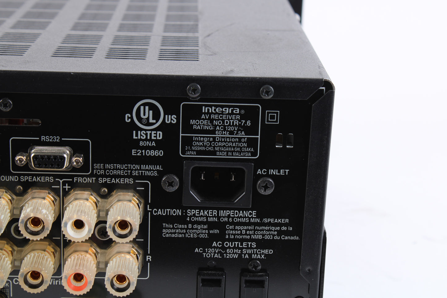 Integra DTR-7.6 THX Select2 7.1 Channel A/V Receiver – NTC Tech