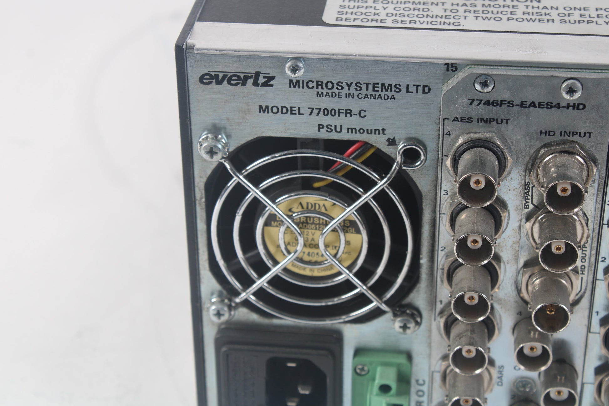 Evertz 7700FR-C Multiframe w/Modules 8 7721AE8-HD 2 7746FS-EAES4-HD 3 ...