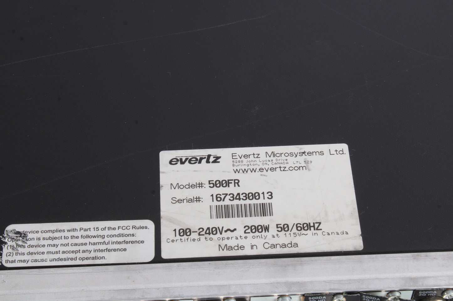 Evertz 500FR Exponent High Density Distribution Frame With 12x Cards ...