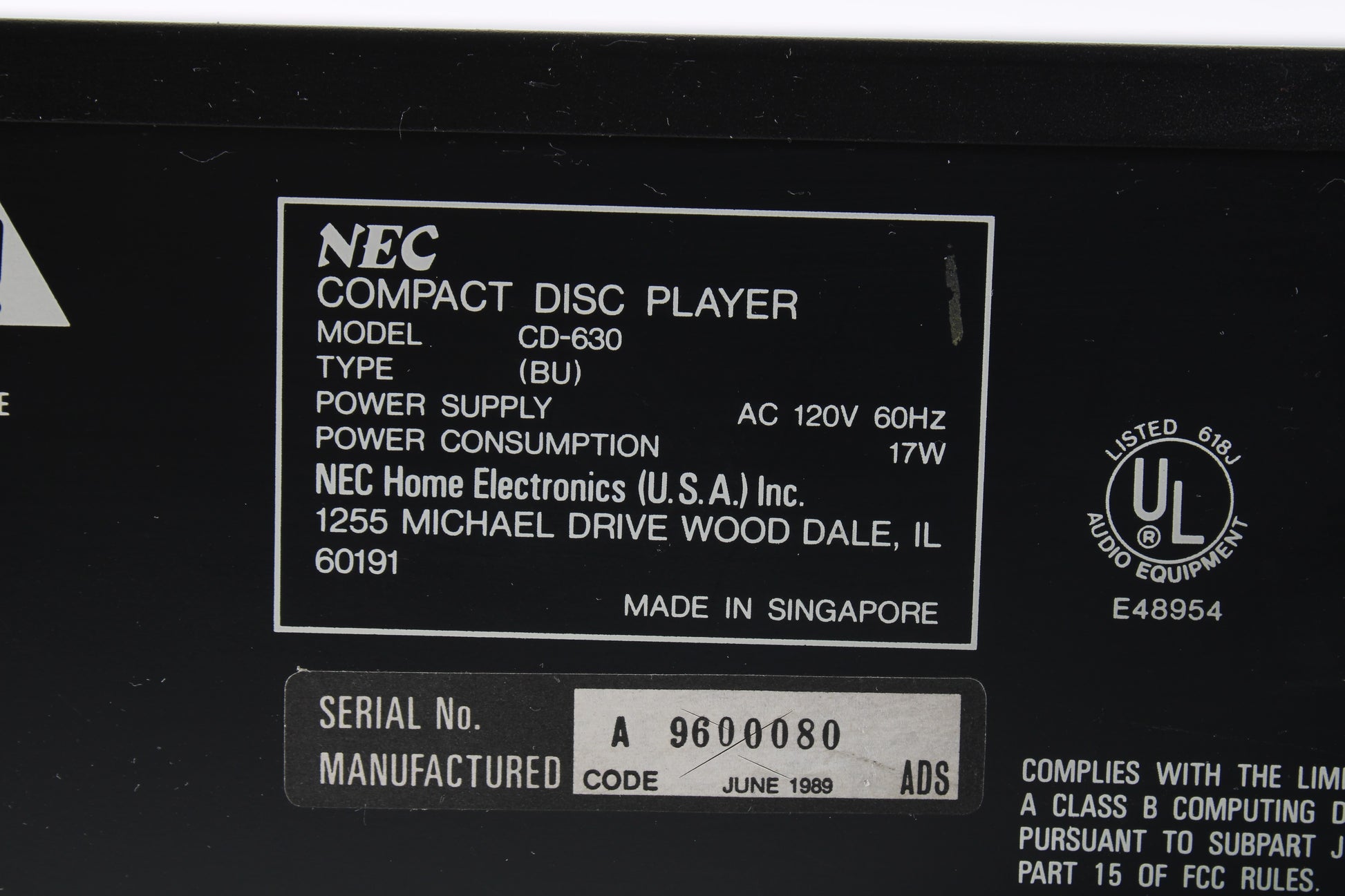 NEC CD-630 Digital Audio Component/Compact Disc CD Player – NTC Tech