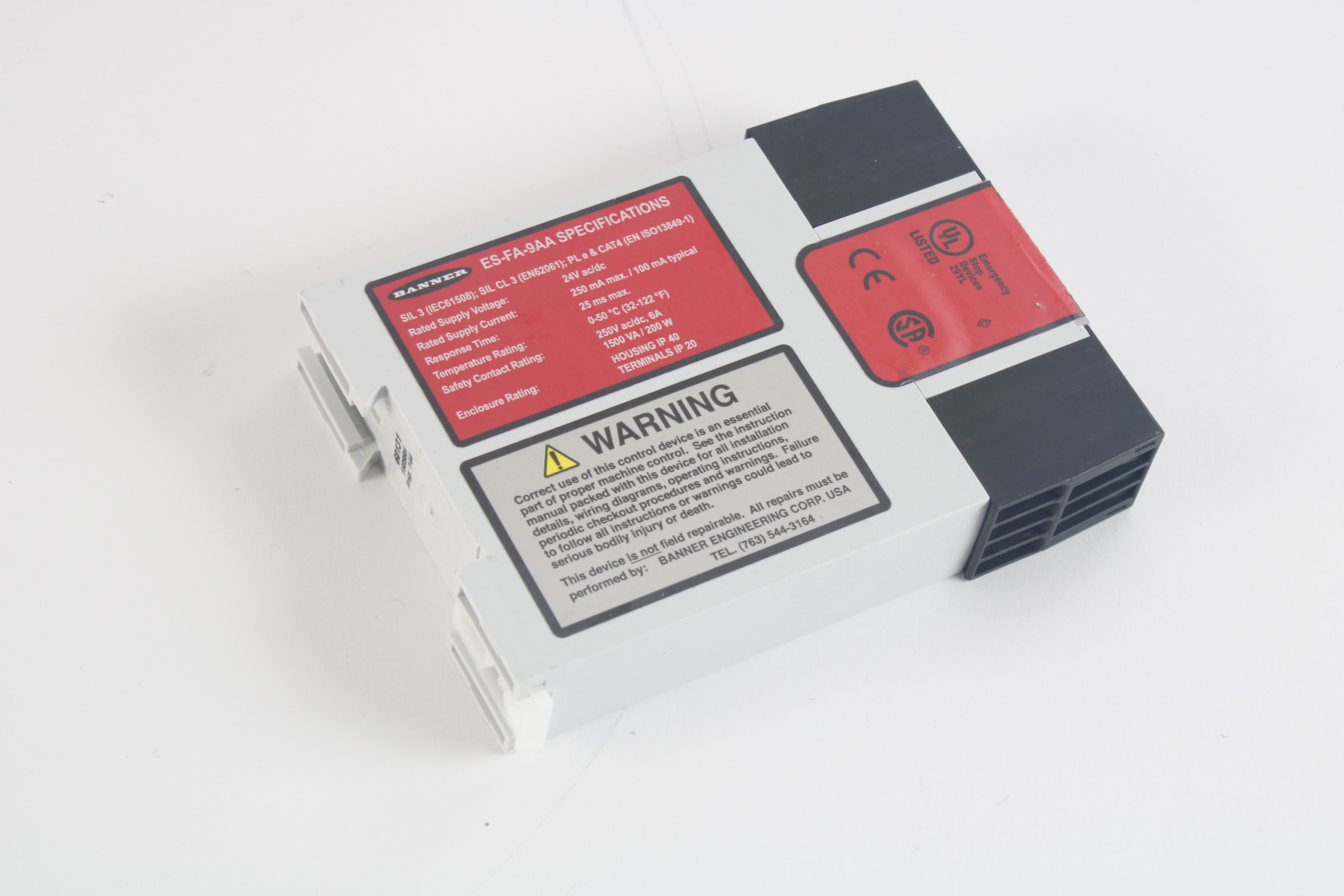 Banner ES-FA-9AA Safety Relay - E Stop Module - Rope Pull - Interlock ...