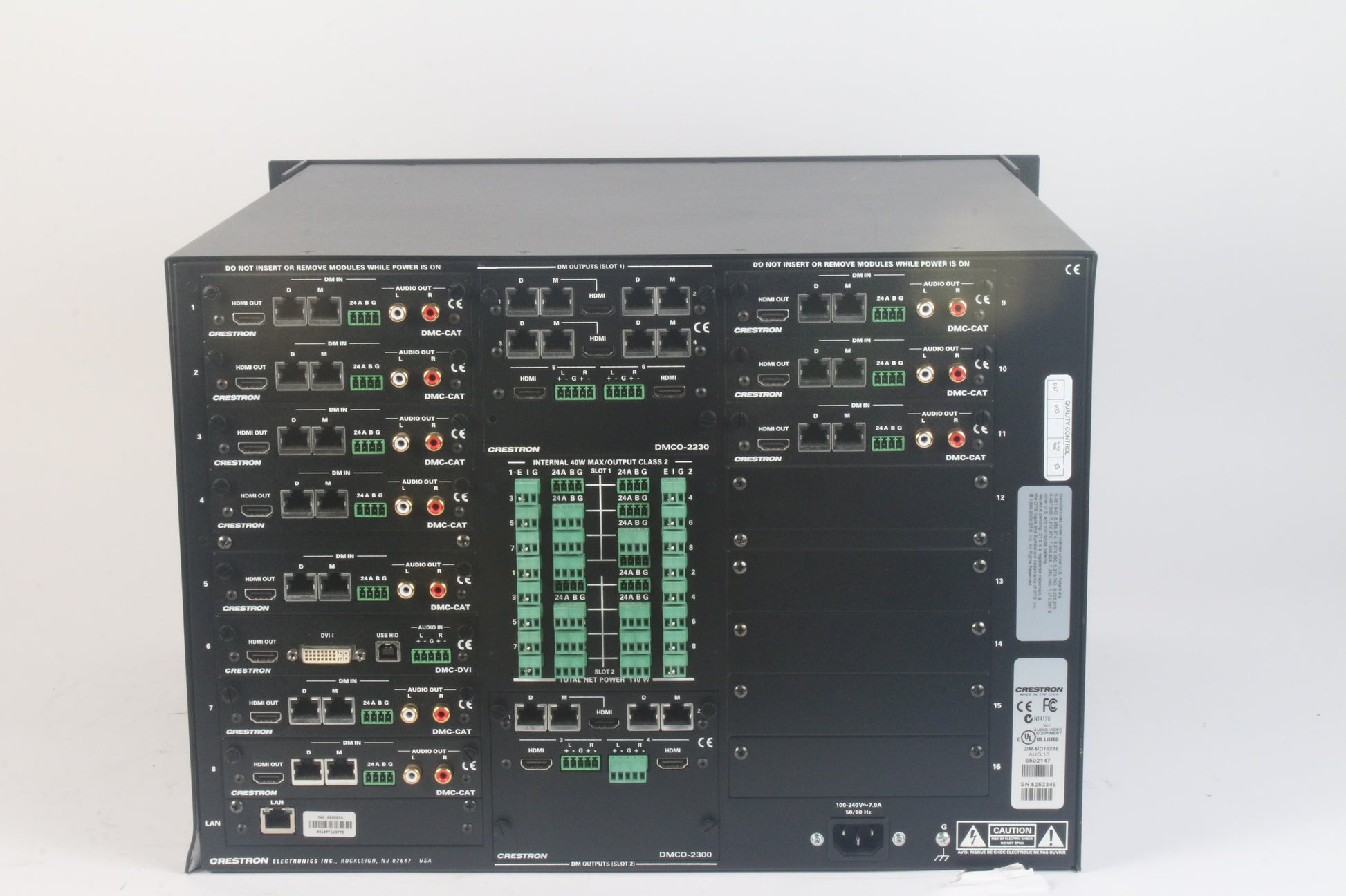 Crestron DM-MD16X16 Digital Video Switcher W/ 11 DMC-CAT 1 DMCO-2230 1 ...