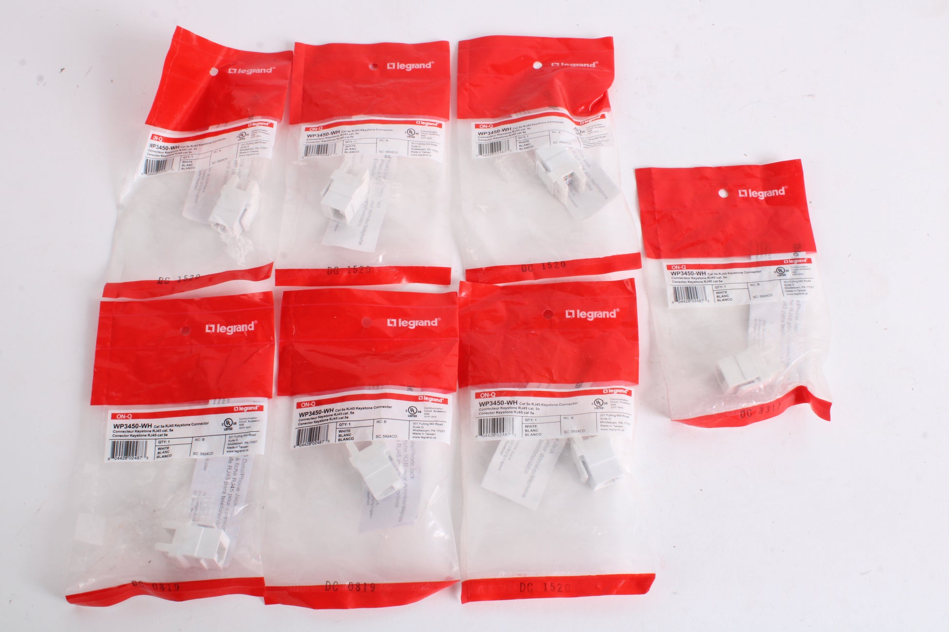 Legrand WP3450-WH CAT 5e RJ45 Keystone Connector Lot of 7 - NEW – NTC Tech