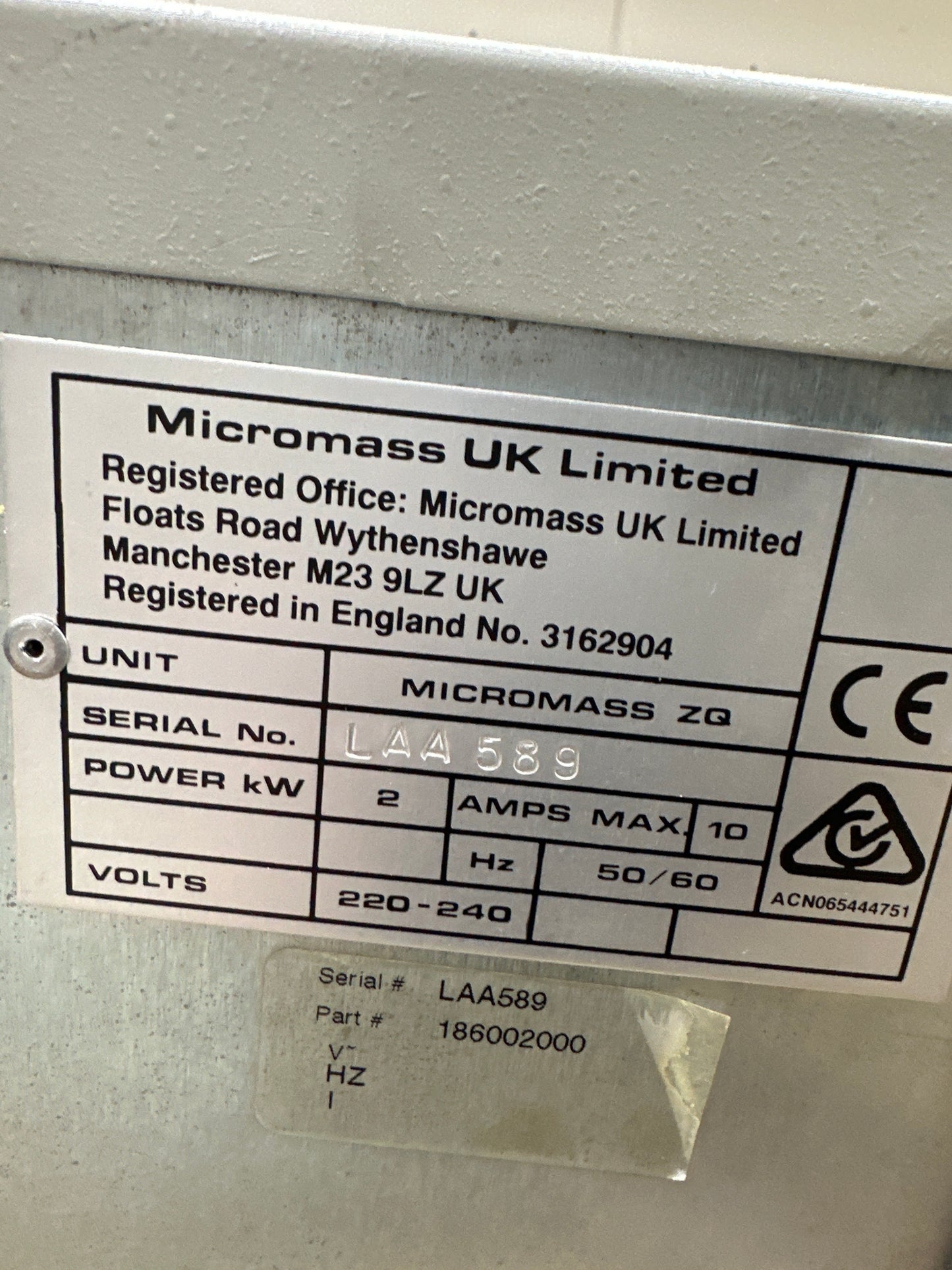 Waters Micromass ZQ Single Quadrupole Mass Spectrometer 186002000 - AS ...