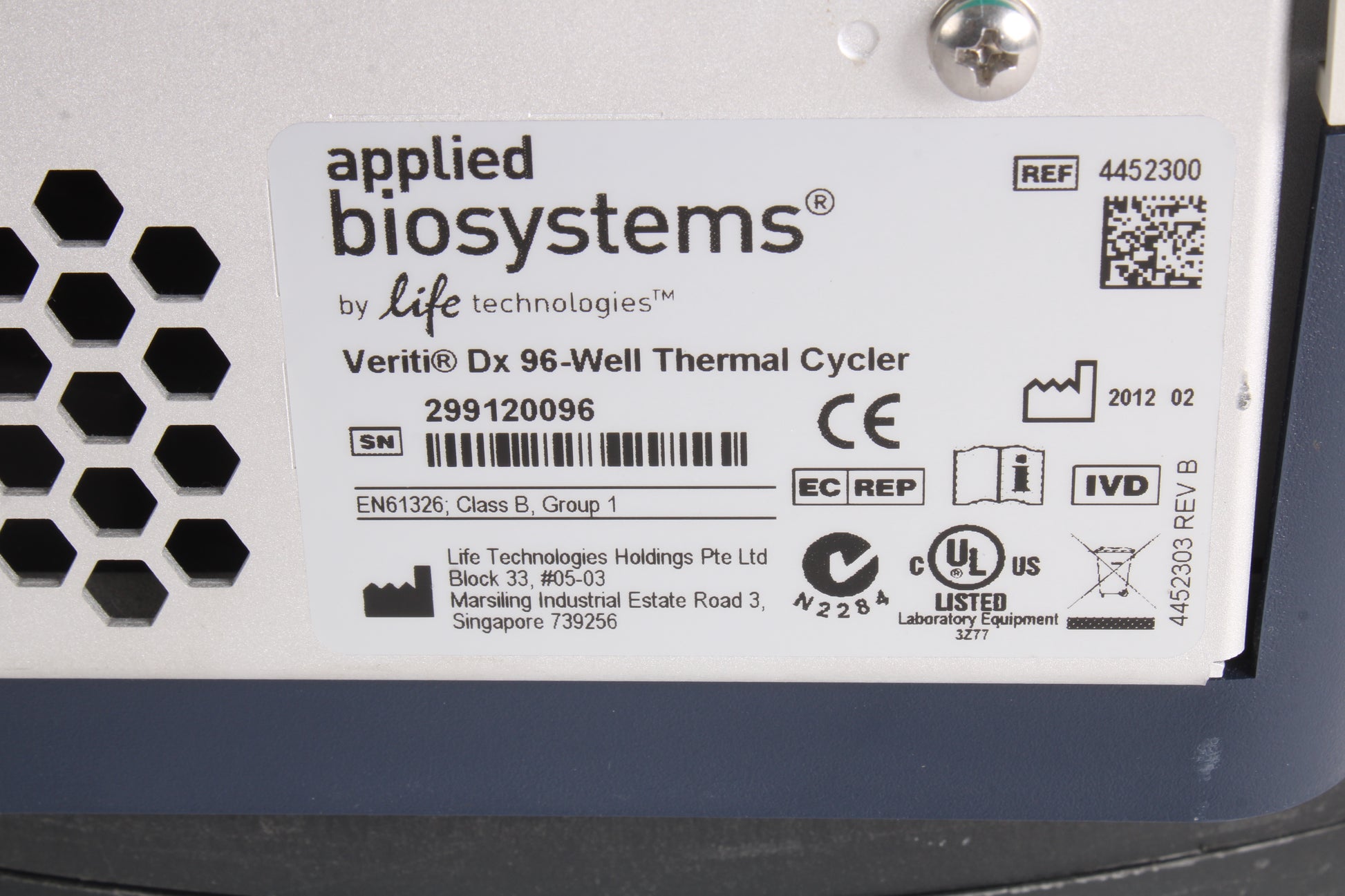 Applied Biosystems 9912 Veriti Dx 96-Well Thermal Cycler 4452300 -AS I ...