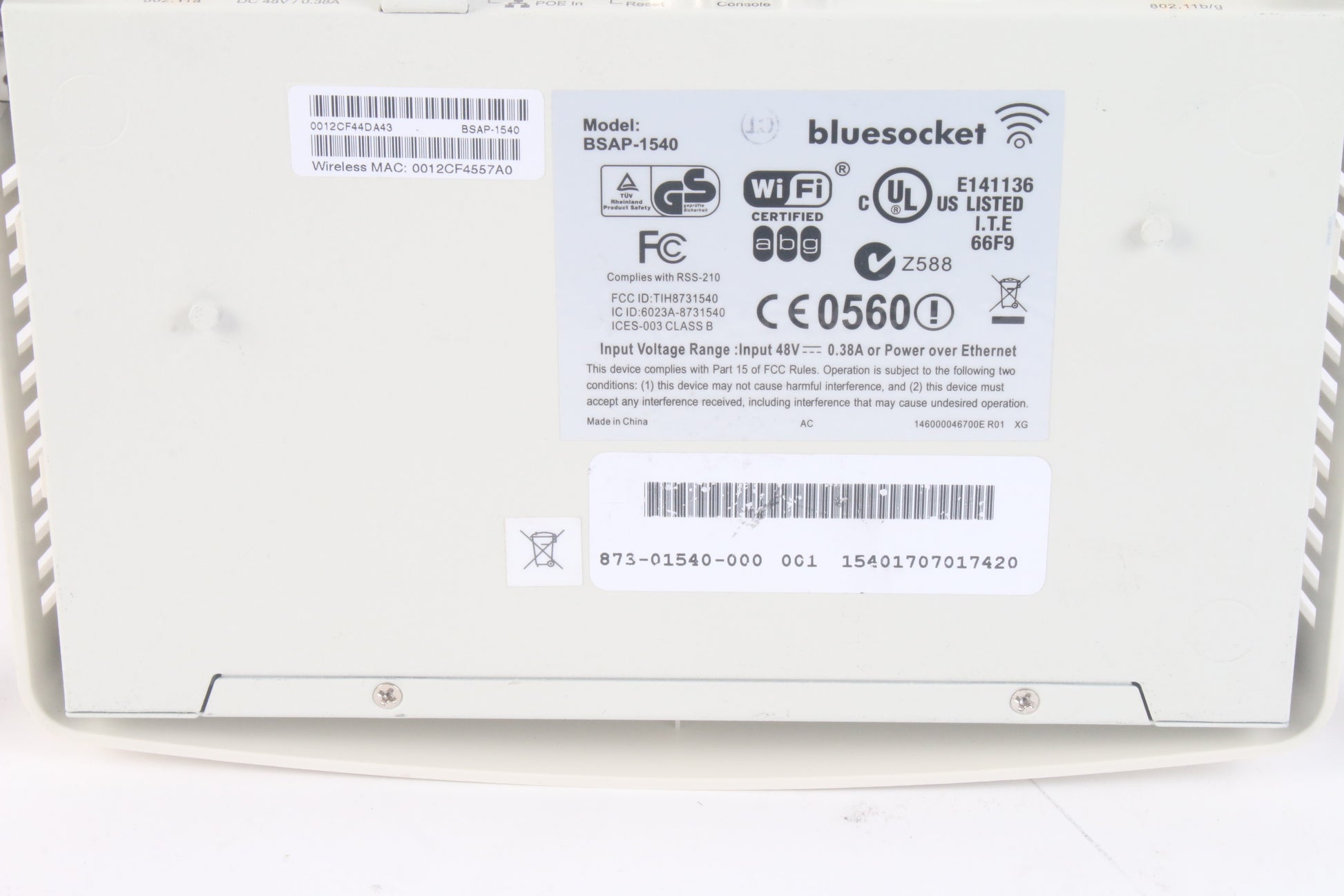 Bluesocket BSAP-1540 Dual Wireless Radio Access Point – NTC Tech