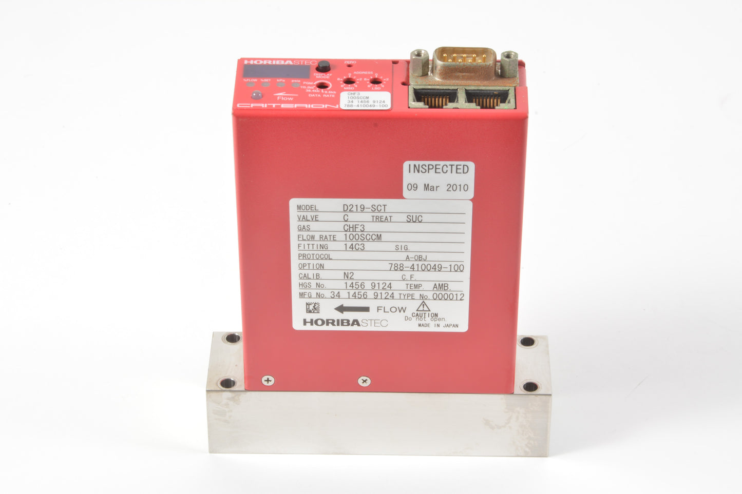 Horiba STEC Criterion D219-SCT CHF3 100sccm Mass Flow Controller – NTC Tech
