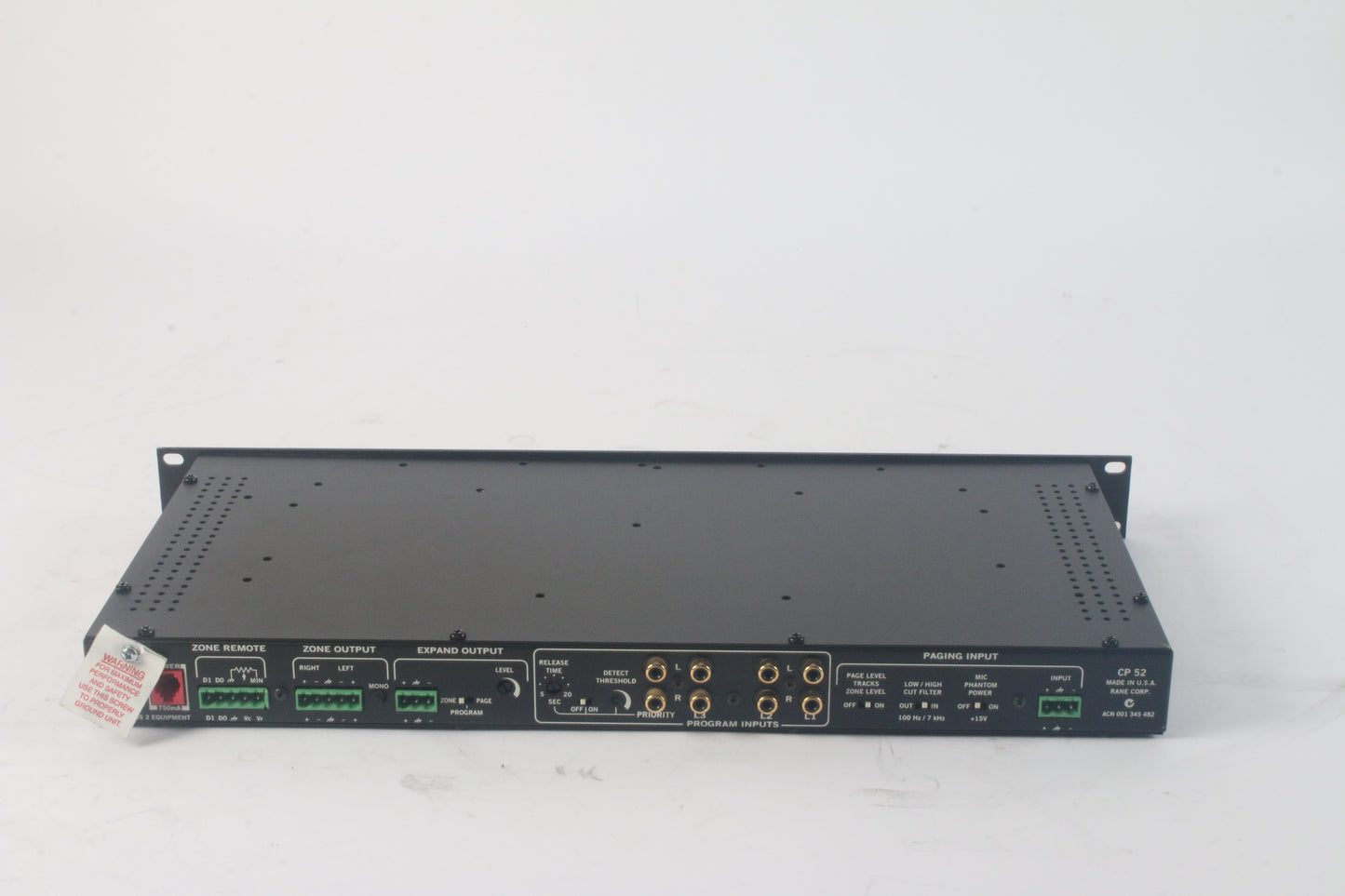 Rane CP 52 Program Input Levels Commercial Pre Amp / PreAmplifier - Pa ...