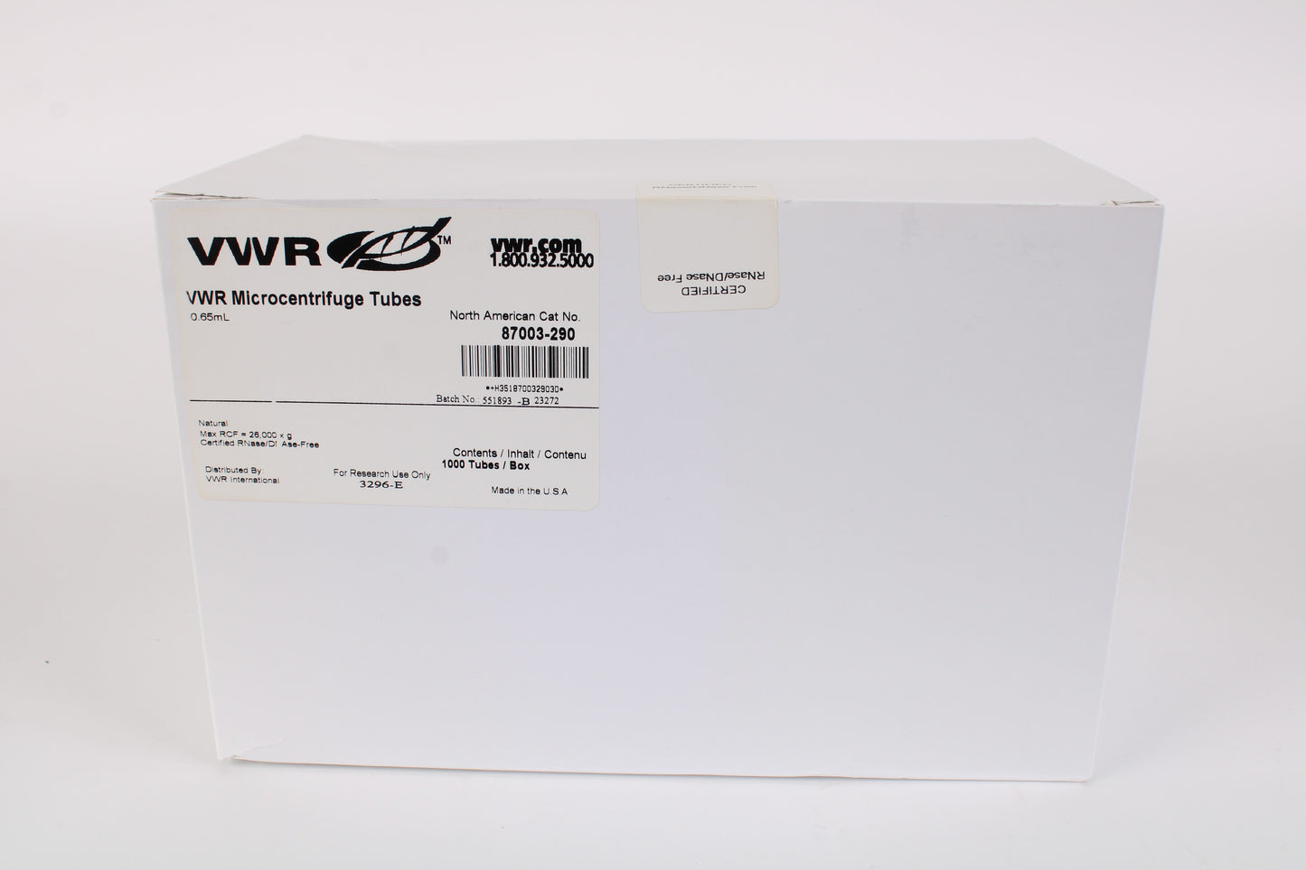 VWR 87003-290 Microcentrifuge Tubes 1000 Count - NEW – NTC Tech