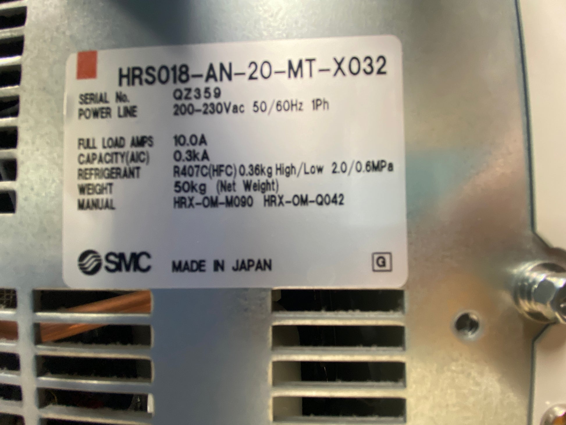 SMC Chiller HRS018-AN-MT-X032 Thermo Chiller - Alarm Error 28 + 29 – NTC Tech