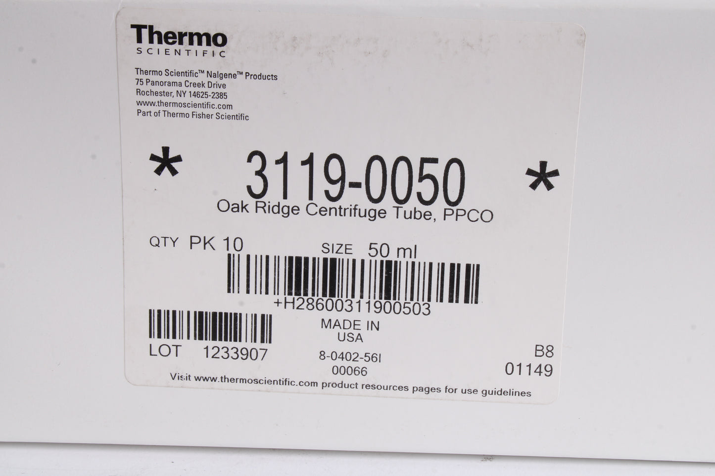 Thermo Scientific 3119-0050 Oak Ridge Centrifuge Tube, 50ml PPCO QTY ...