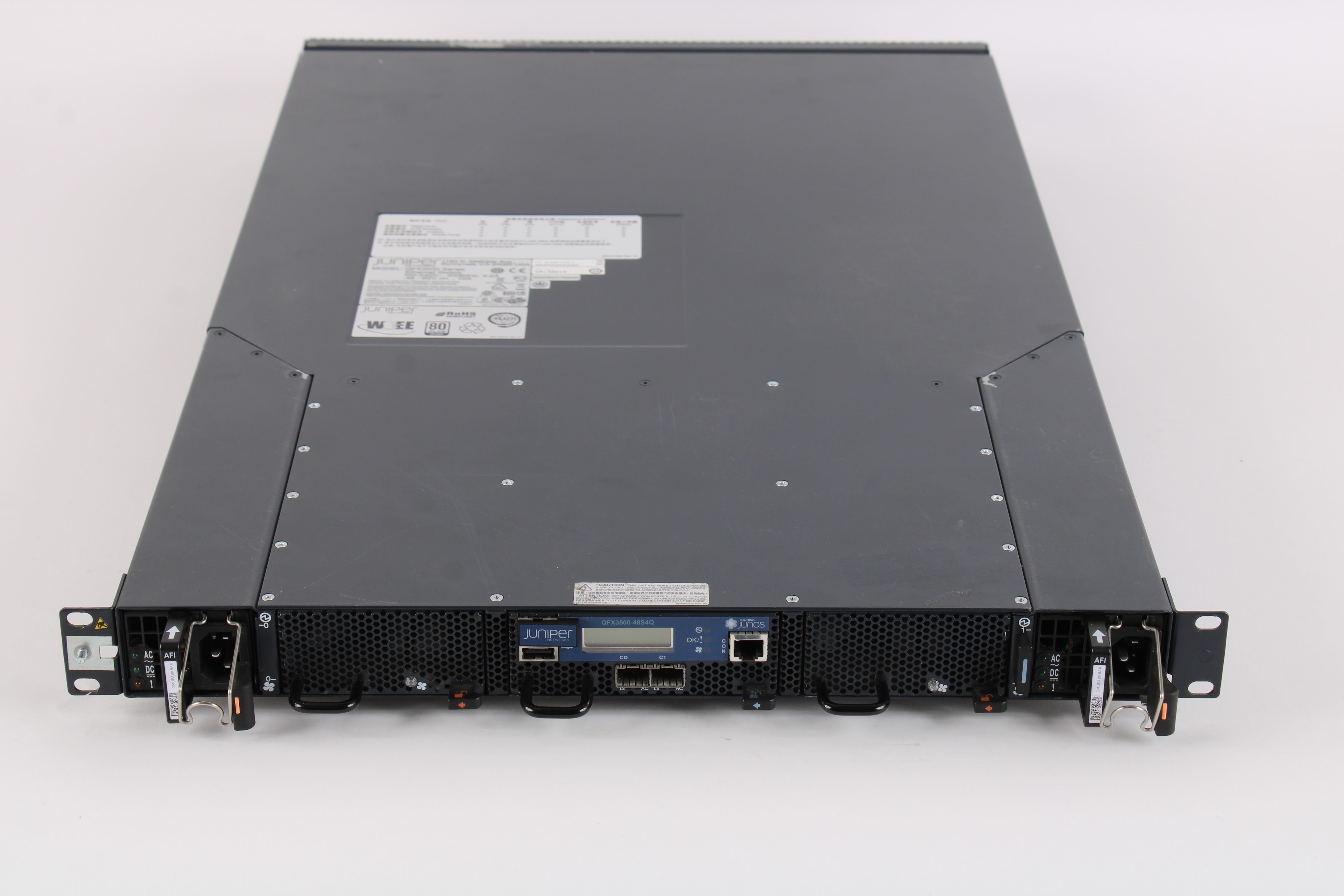 Juniper QFX3500-48S4Q-E 48-Port Switch W/ 2x JPSU-650W-AC-AFI-A PSU ...