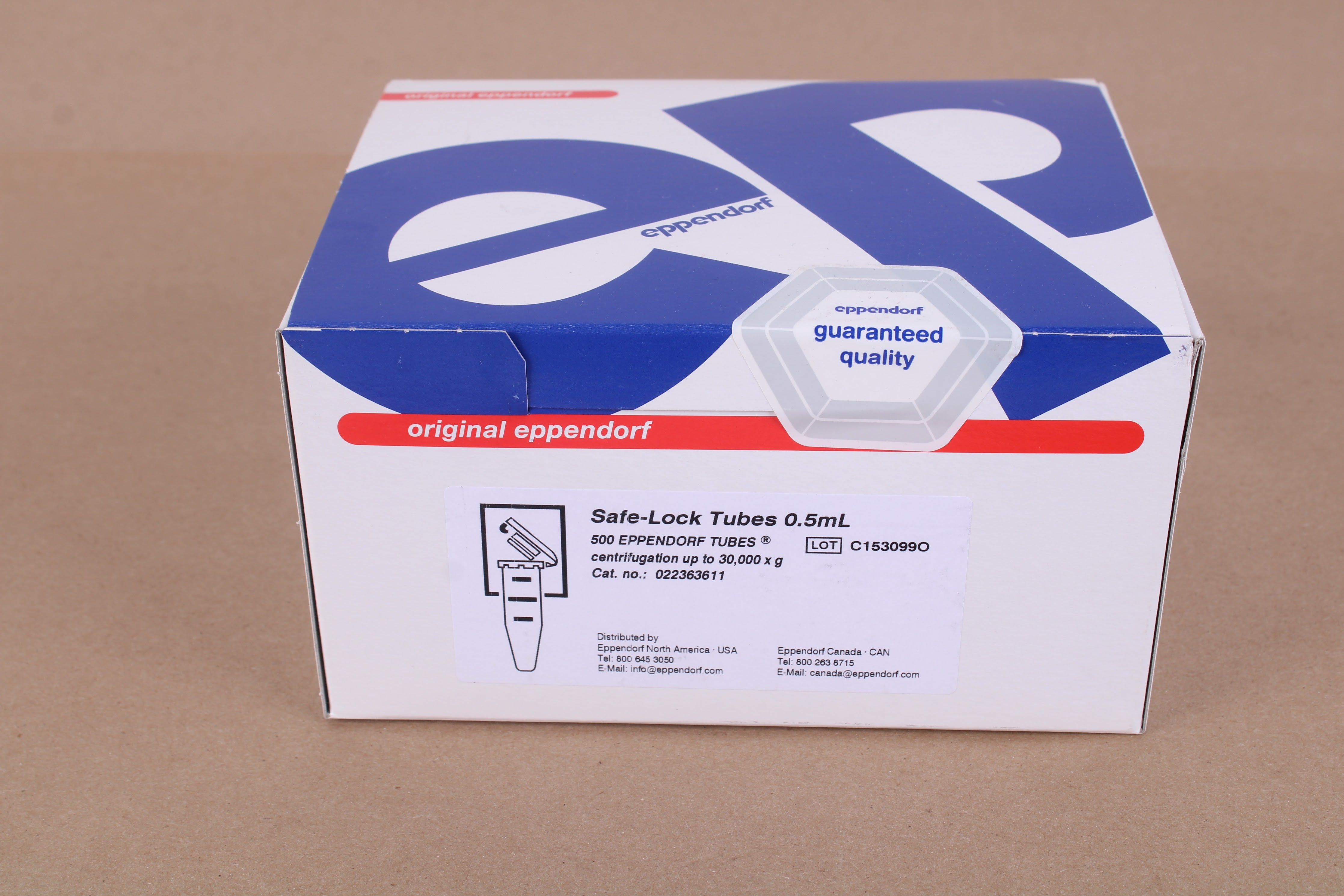 Eppendorf 022363611 Safe-Lock Tubes 0.5mL 500 Tubes Centrifugation 30, – NTC Tech