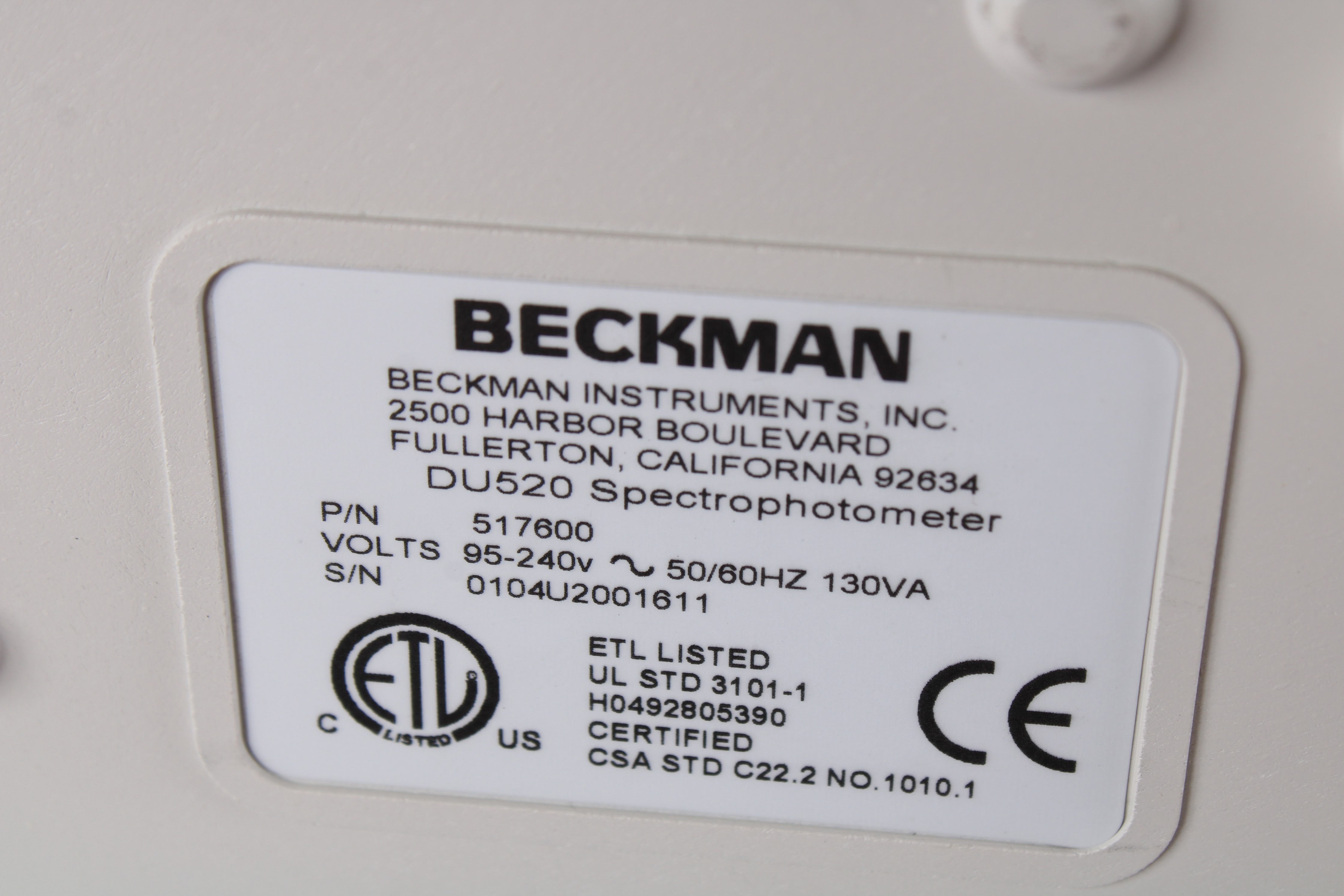 Beckman DU 520 General Purpose UV Spectrophotometer 517600 - AS IS ...