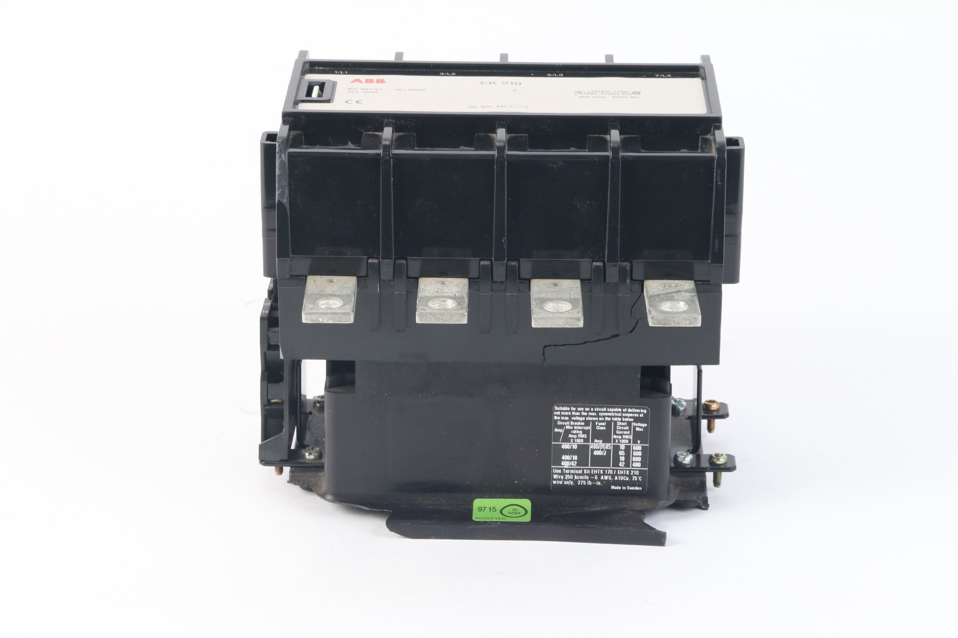 ABB EK 210 / 300 AMP 4 Pole Contactor – NTC Tech