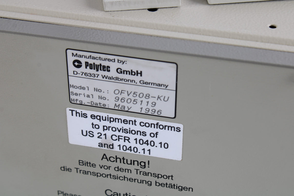 Polytec OFV508 Laser Vibrometer Optical Unit OFV-508KU W/ Gooseneck Ca ...