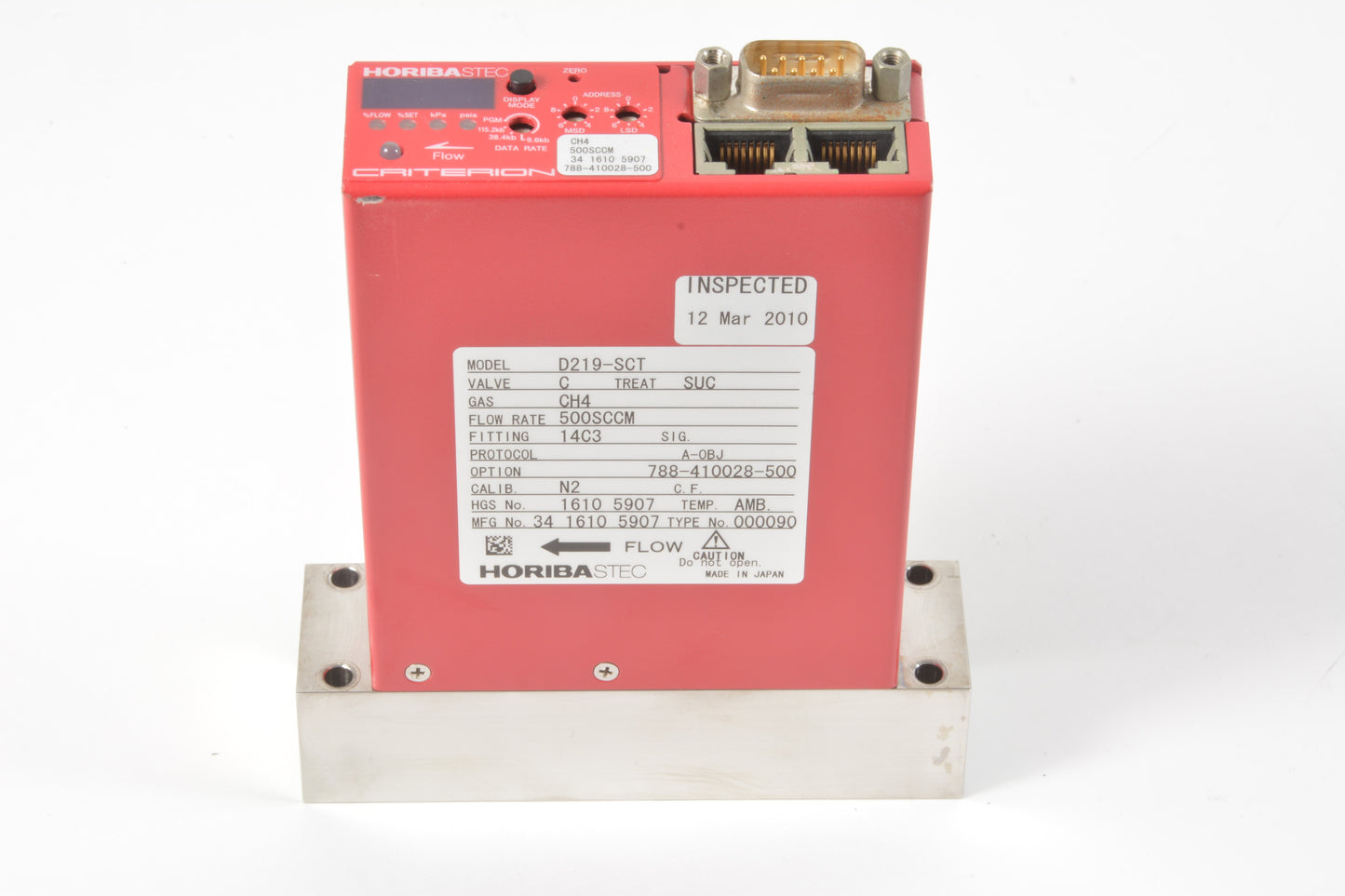 Horiba STEC Criterion D219-VCT C4F8 100sccm Mass Flow Controller – NTC Tech
