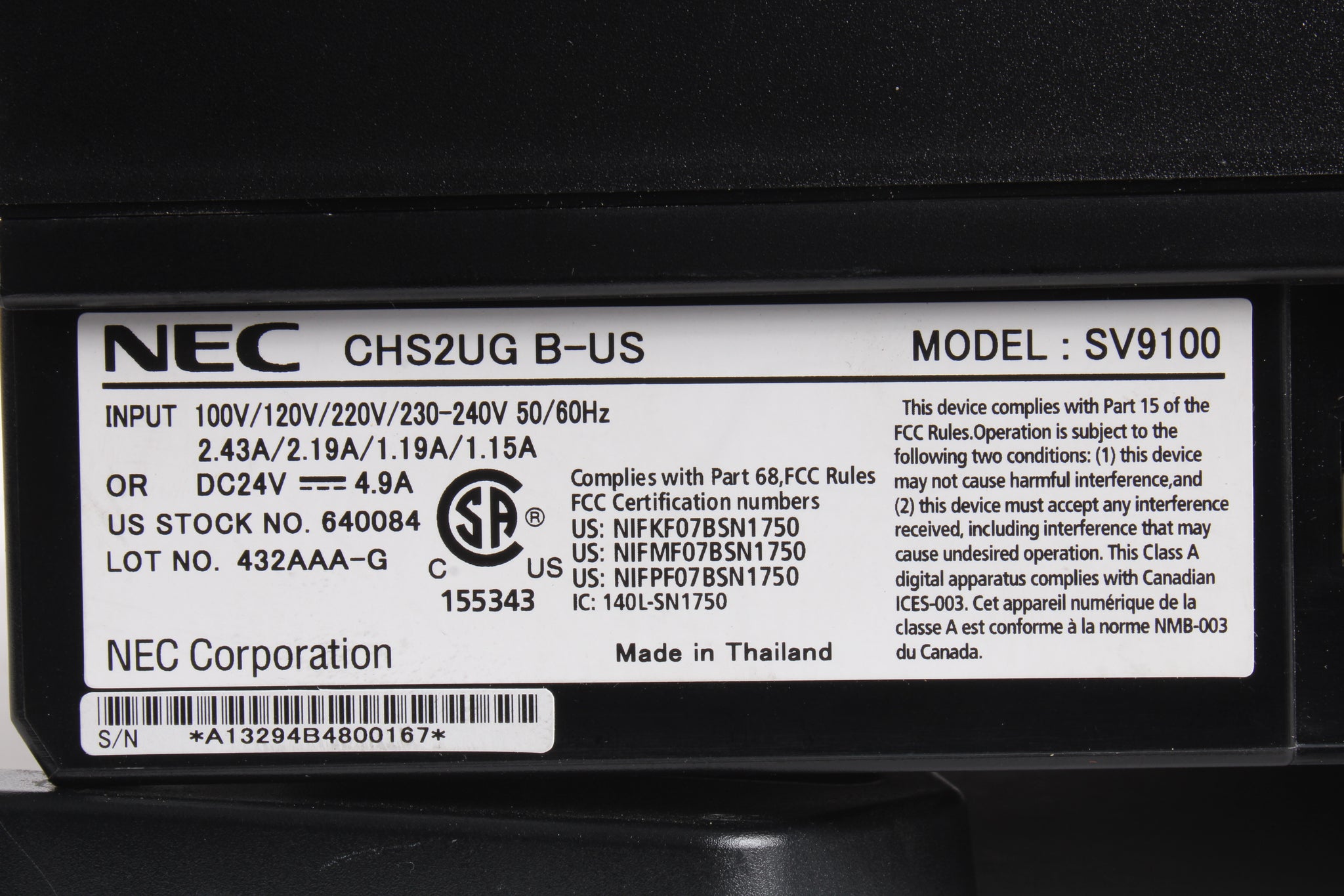 NEC SV9100 Phone System w/ GCD-CP10 & GCD-LTA Line Trunk Adapter Cards ...