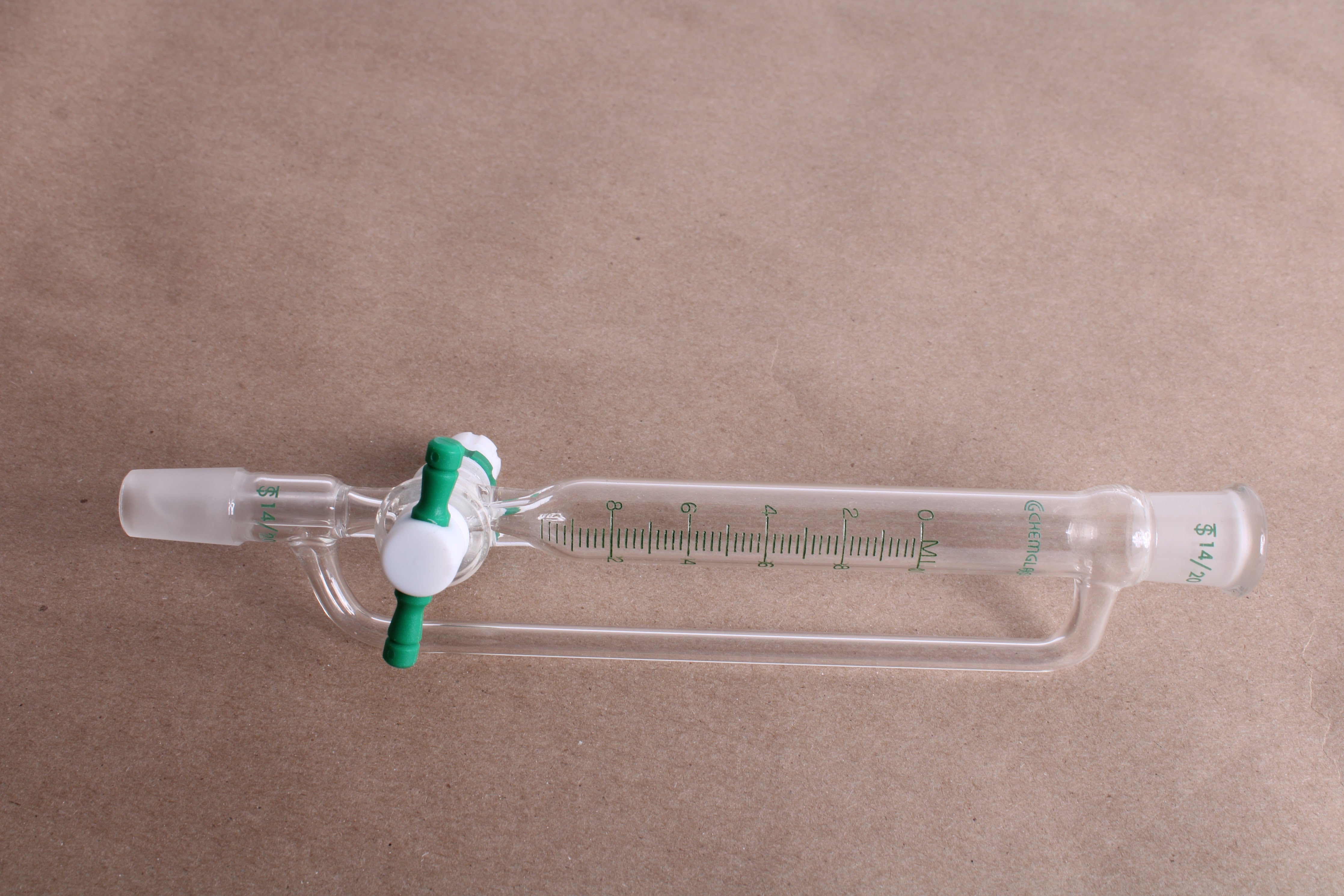 Chemglass 10mL Addition Funnel Graduated 14/20 2mm PTFE Metering Stpk ...