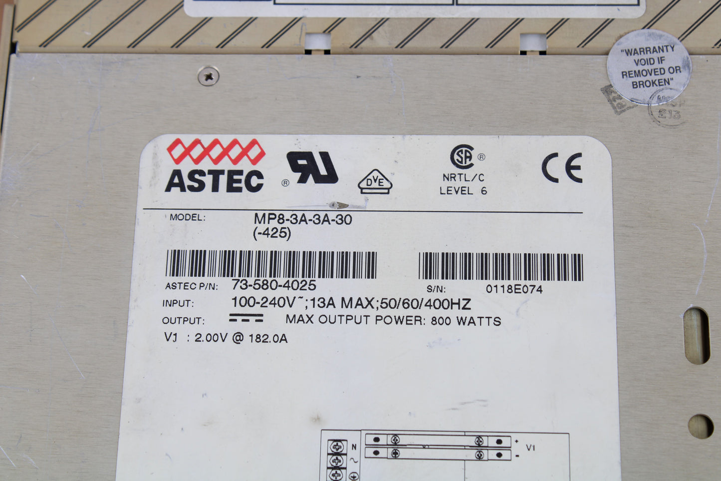 Astec MP8-3A-3A-30 Power Supply 73-580-4025 100-240V 13A - Fair Condit – NTC Tech