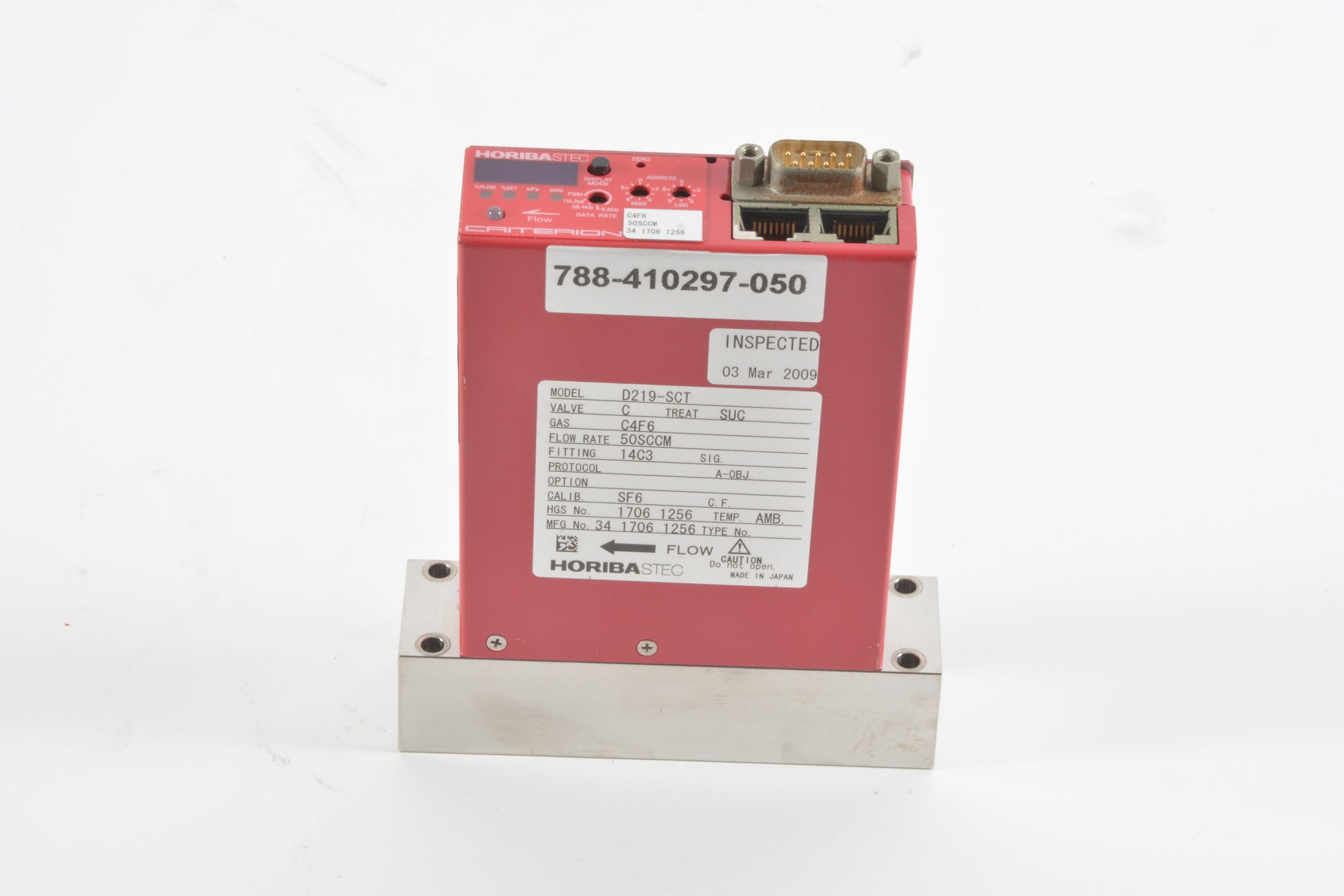 Horiba STEC Criterion D219-SCT C4F6 50sccm Mass Flow Controller – NTC Tech