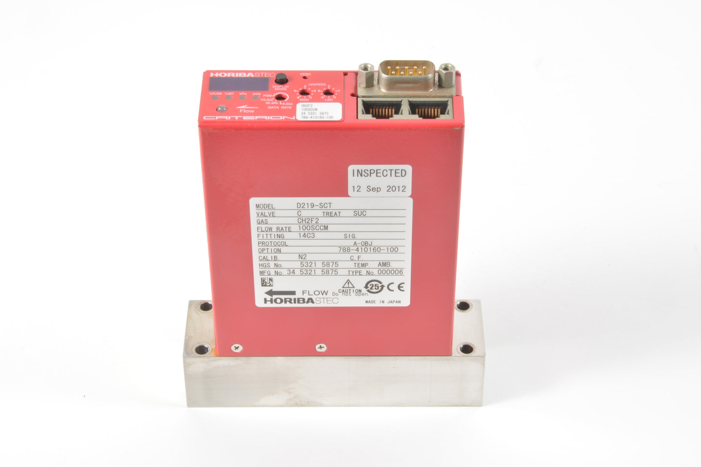 Horiba STEC Criterion D219-SCT CH2F2 100sccm 788410160100 Mass Flow Co – NTC Tech
