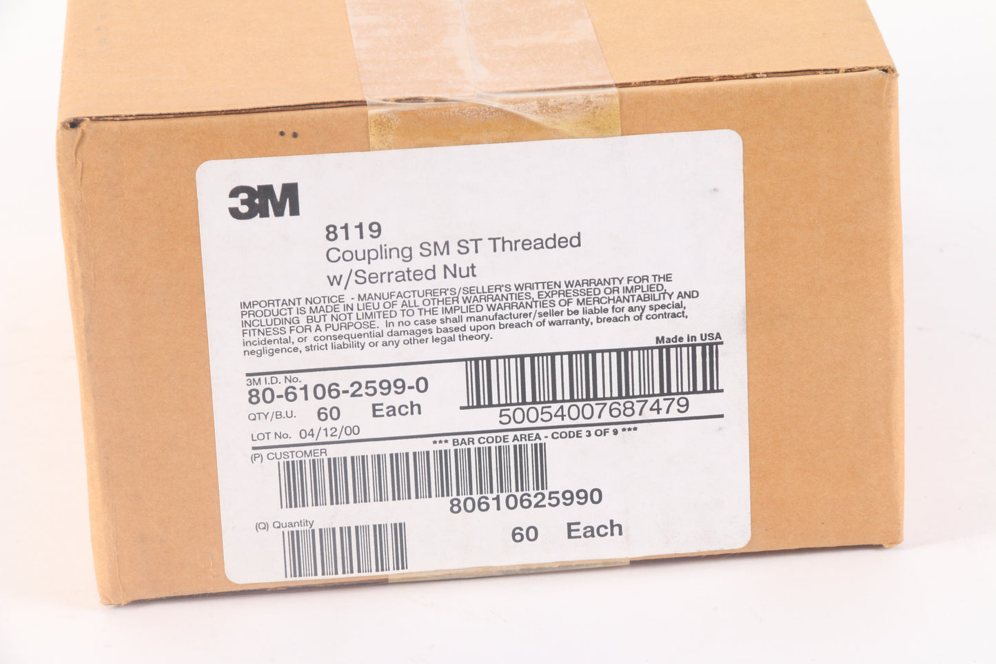 3M 8119 Coupling SM St Threaded w/ Serrated Nut 80-6101-2599-0 - 60 pi – NTC Tech