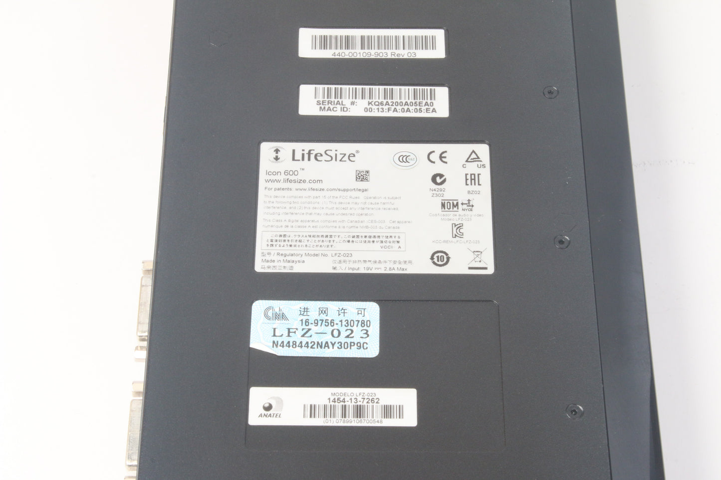 Lifesize LFZ-023 440-00109-903 REV 03 Icon 600 Video Conferencing Syst ...