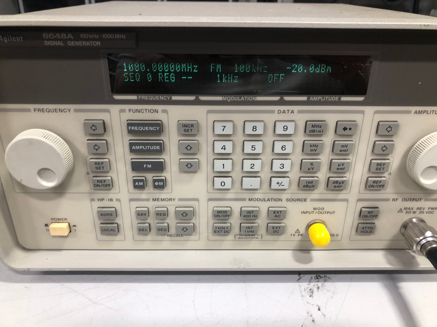 Agilent (HP / Keysight) 8648A 100kHz-1000MHz Signal Generator - No Opt ...