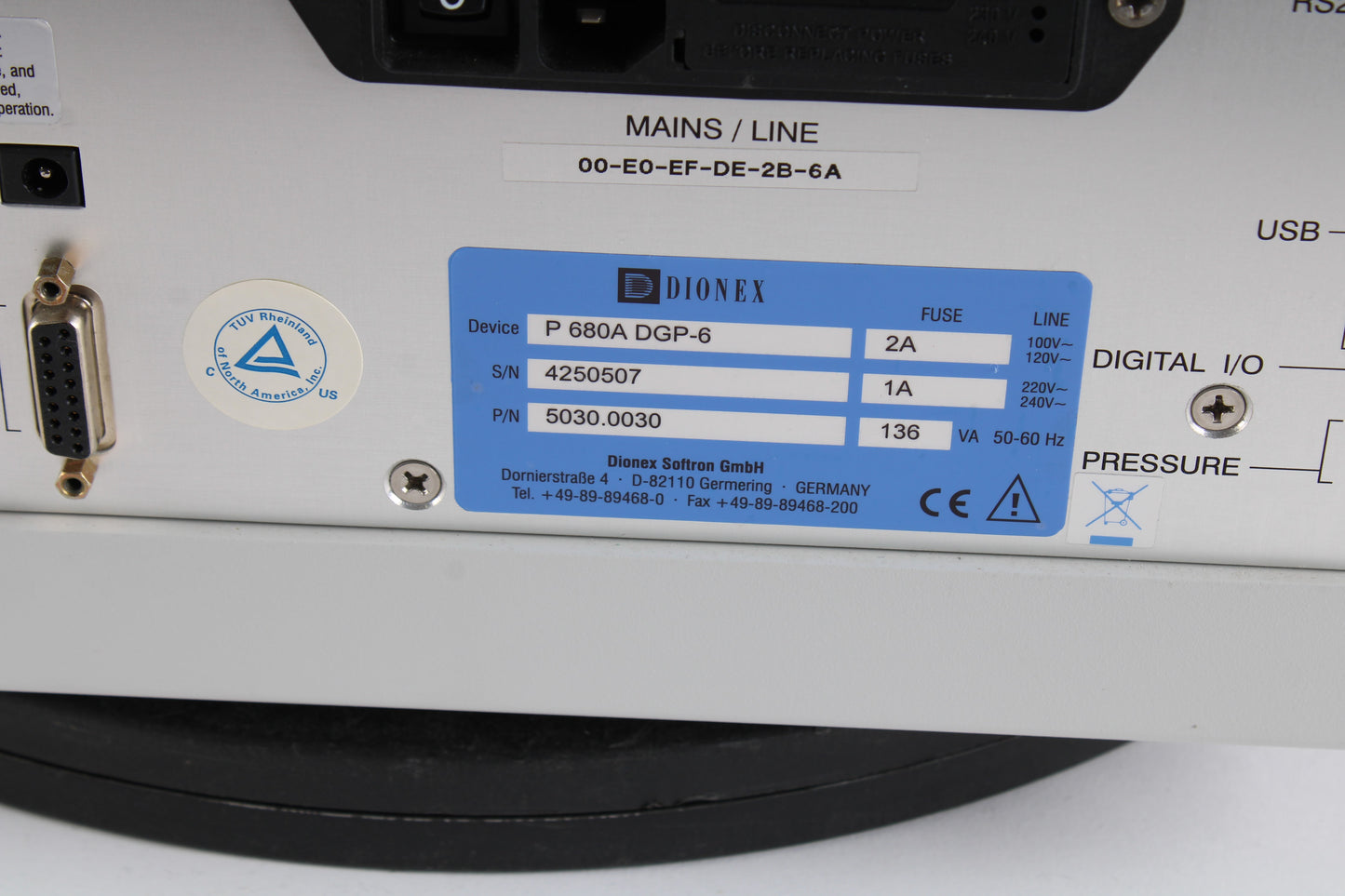 Dionex P 680A DGP-6, P680 HPLC Pump W/ SOR-100A-6 Solvent Rack 5030.00 ...