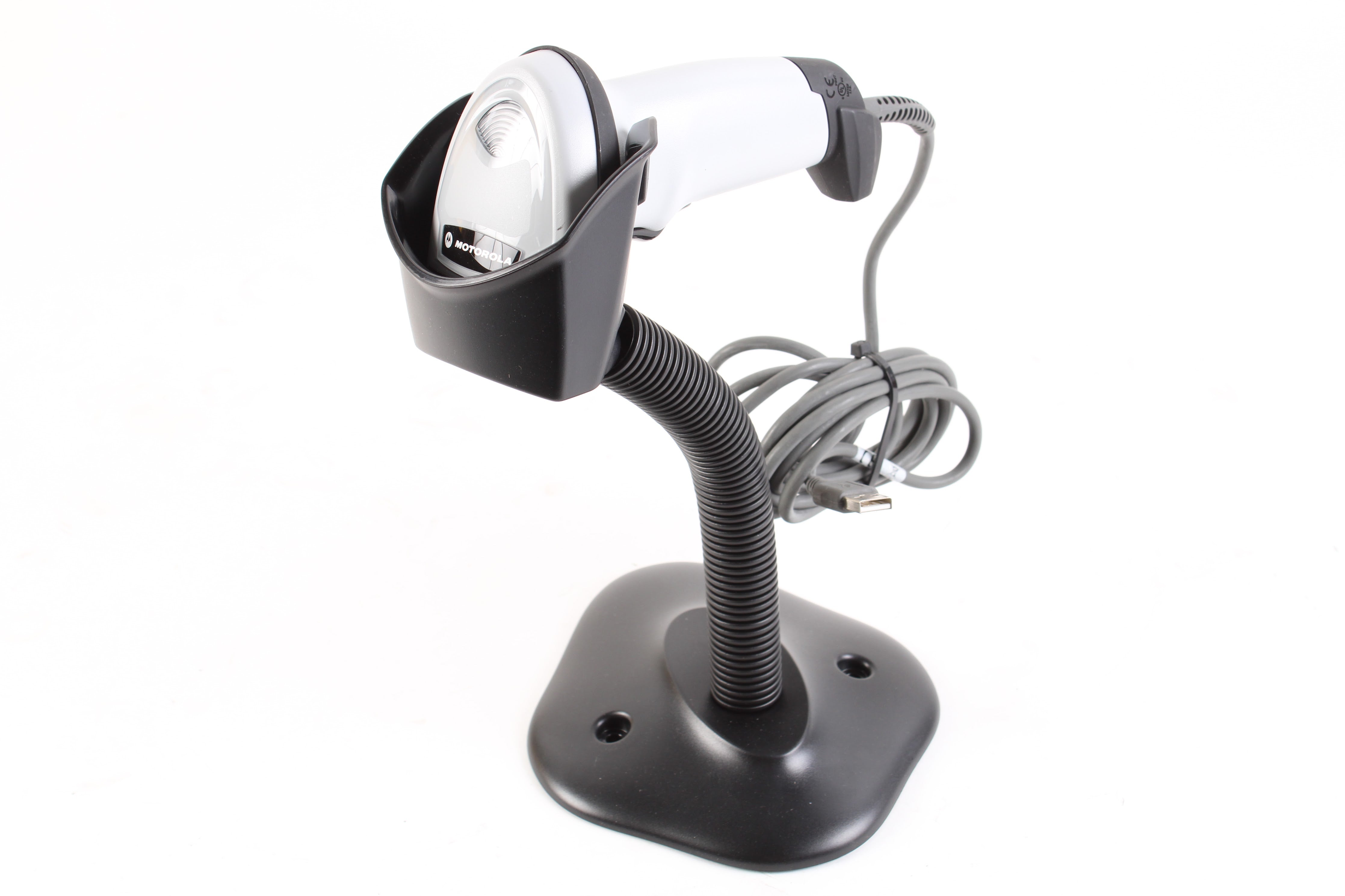 Motorola LI2208-SR00007ZZWW Barcode Scanner w/ Black Gooseneck Cradle ...